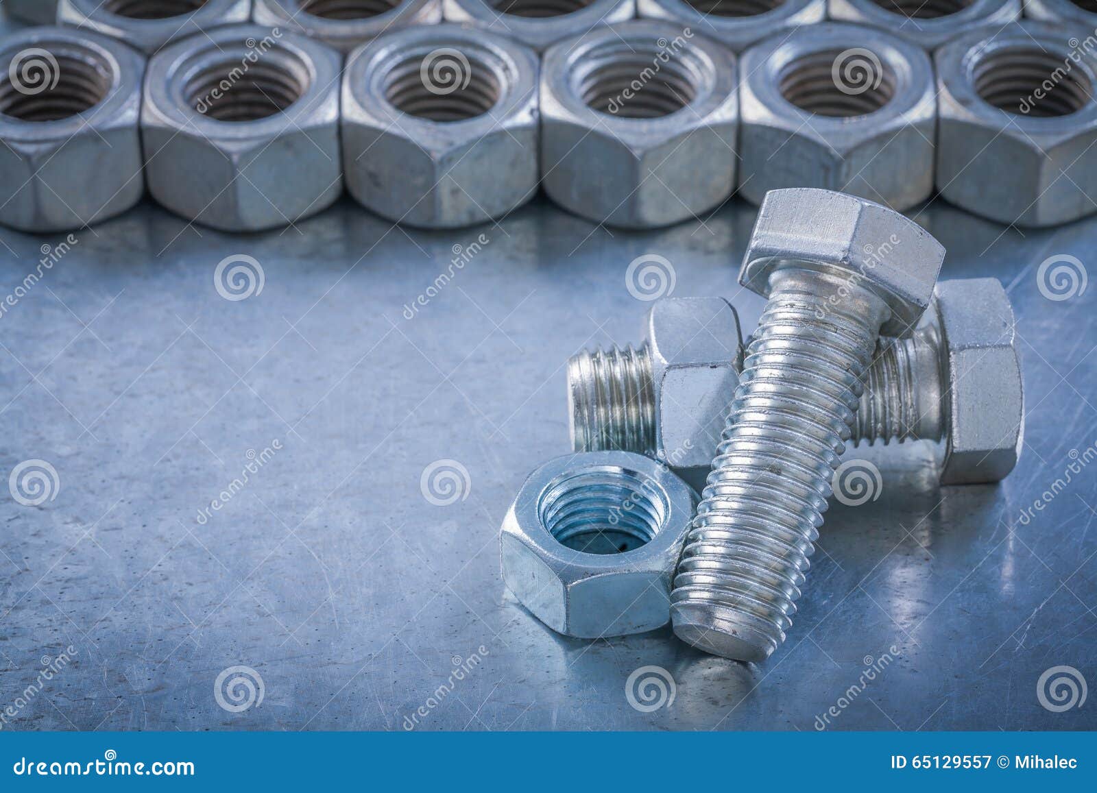 Stack of Nuts Bolt on Scratched Metallic Stock Image - Image of ...