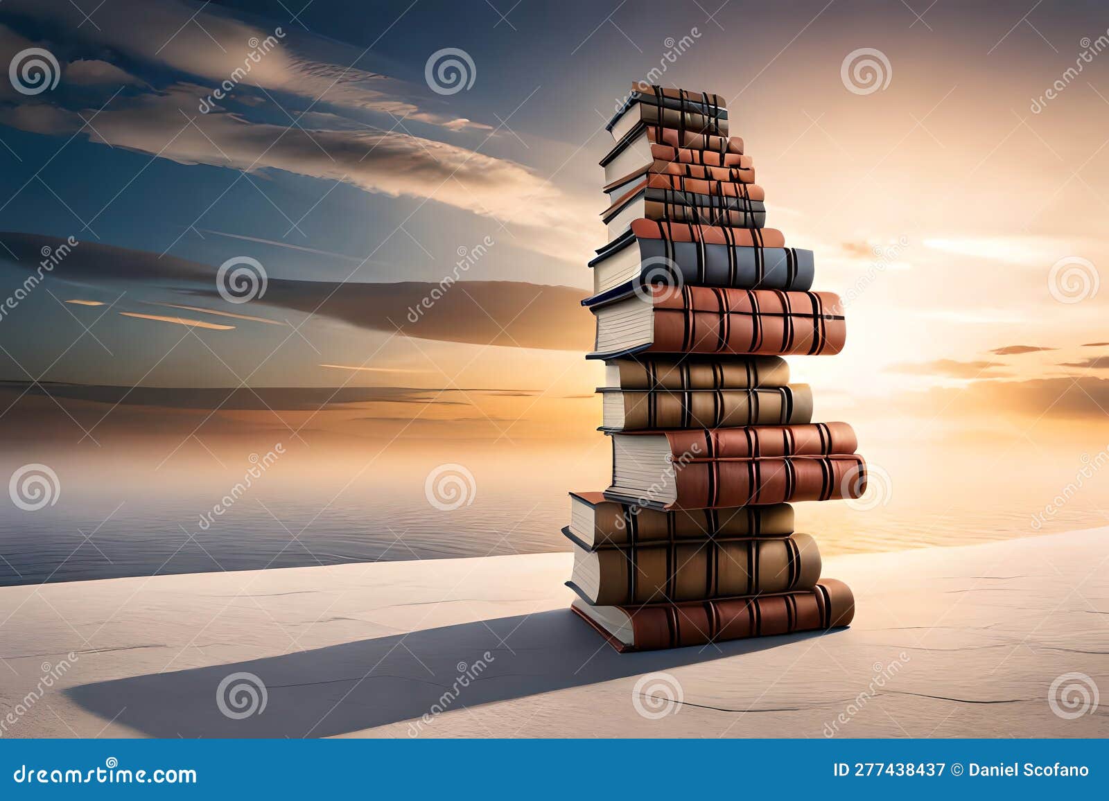 Stack O Books. Generative AI Stock Illustration - Illustration of pile ...