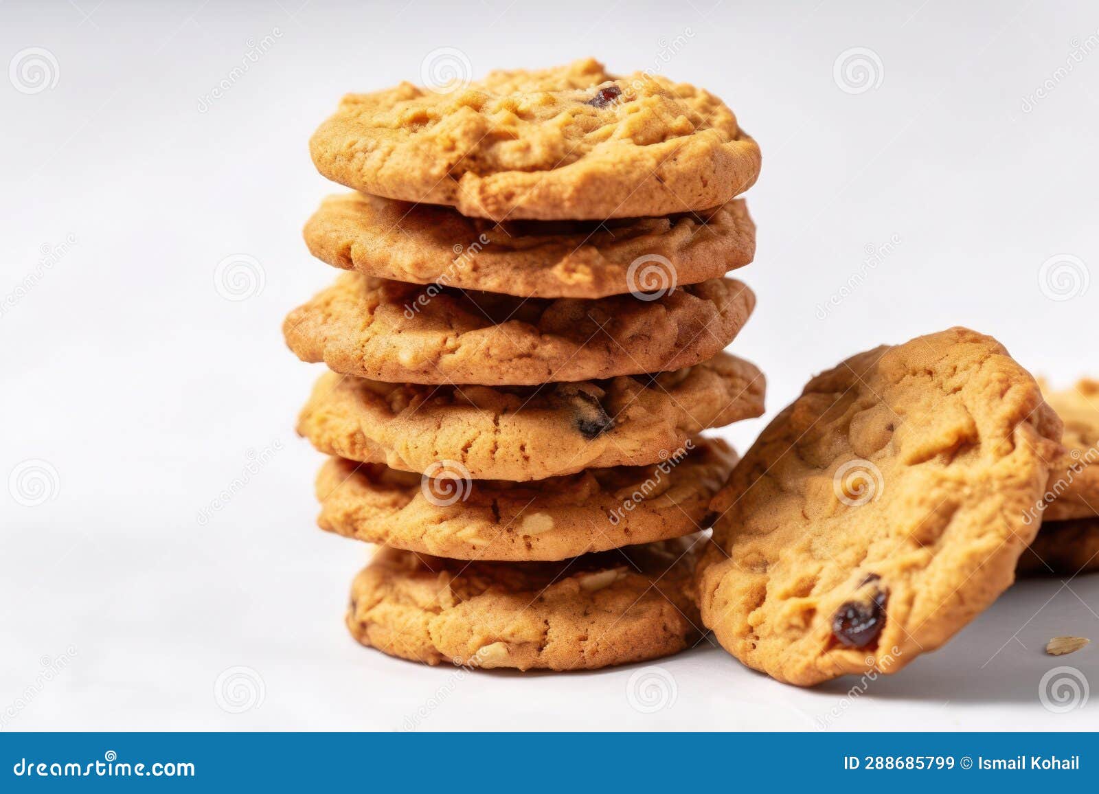 Stack of Oatmeal Cookies on a White Background, Created by Generative ...