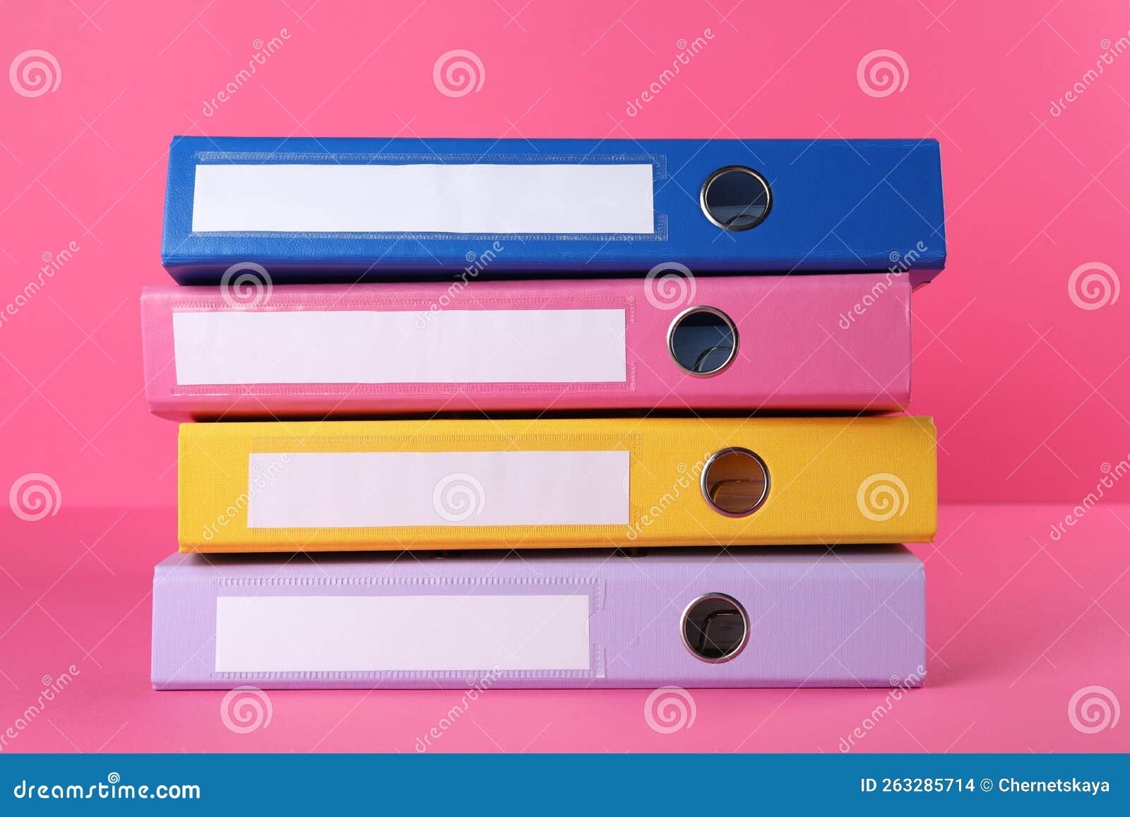 Stack of Office Folders on Pink Background Stock Photo - Image of ...