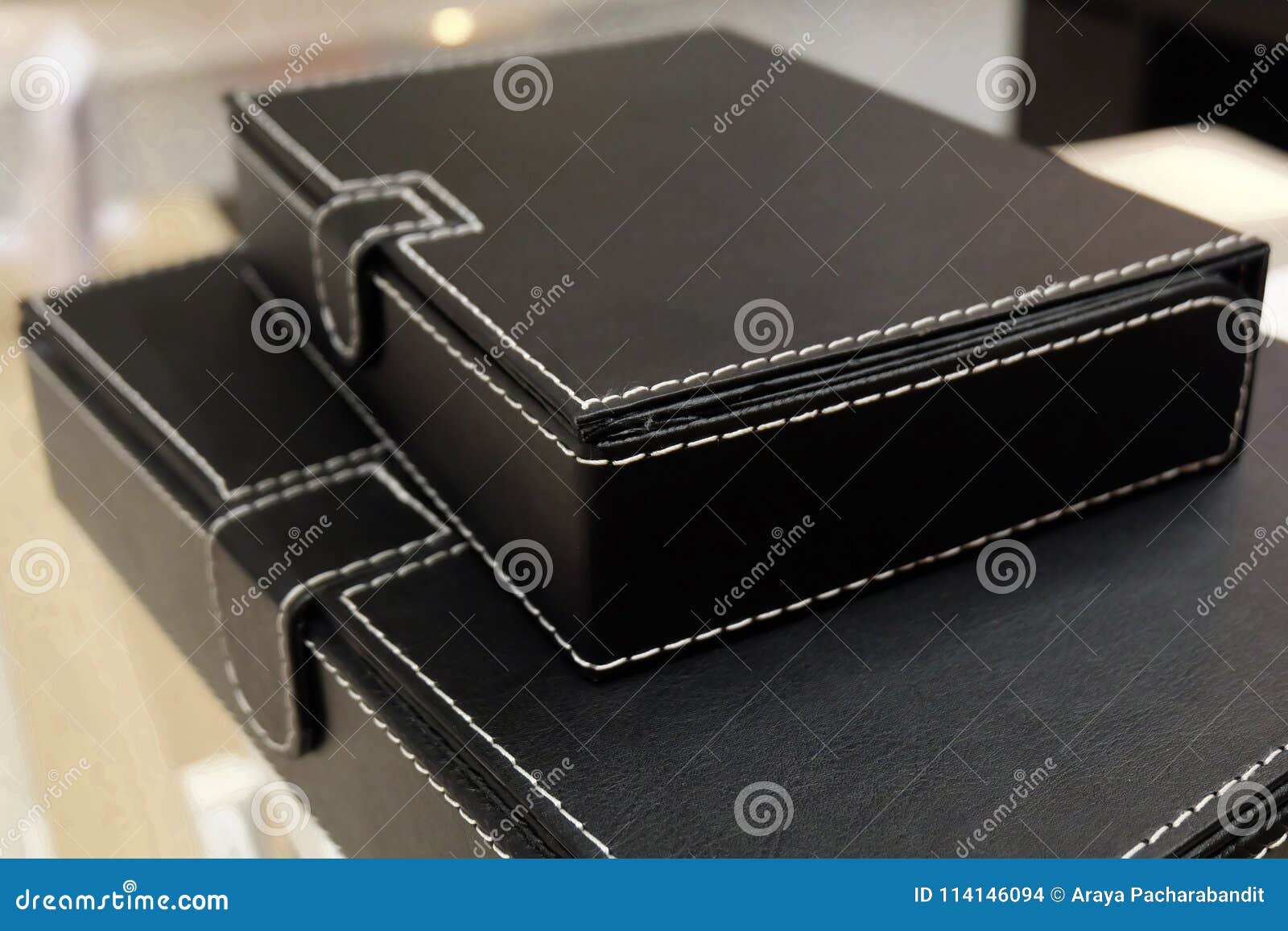 Stack of Office Organize Boxes on Table Stock Photo - Image of case ...
