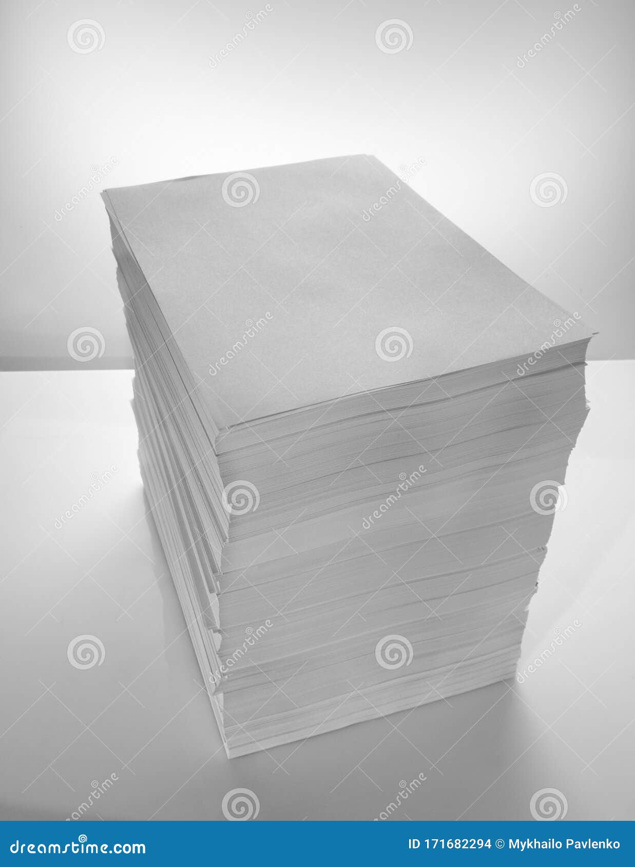 Stack of Office Paper, on a White Background. Concept, Minimalism Stock ...