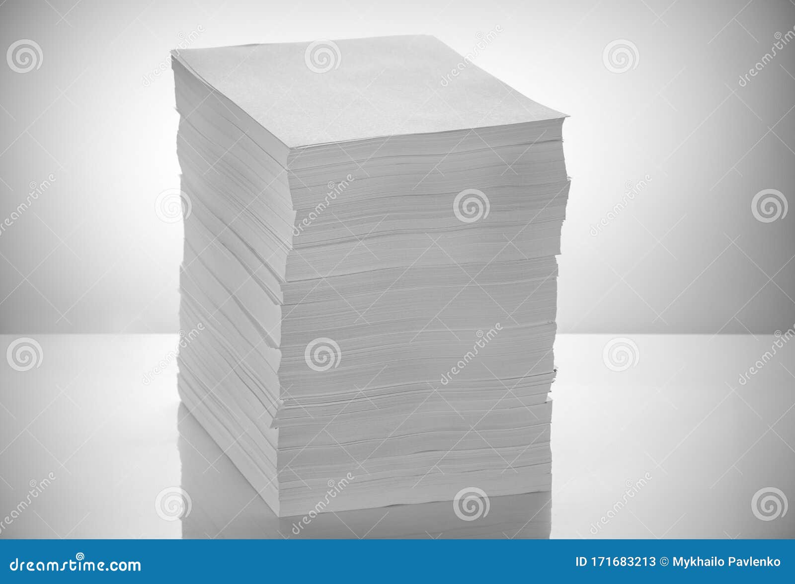 Stack of Office Paper, on a White Background. Concept, Minimalism Stock ...
