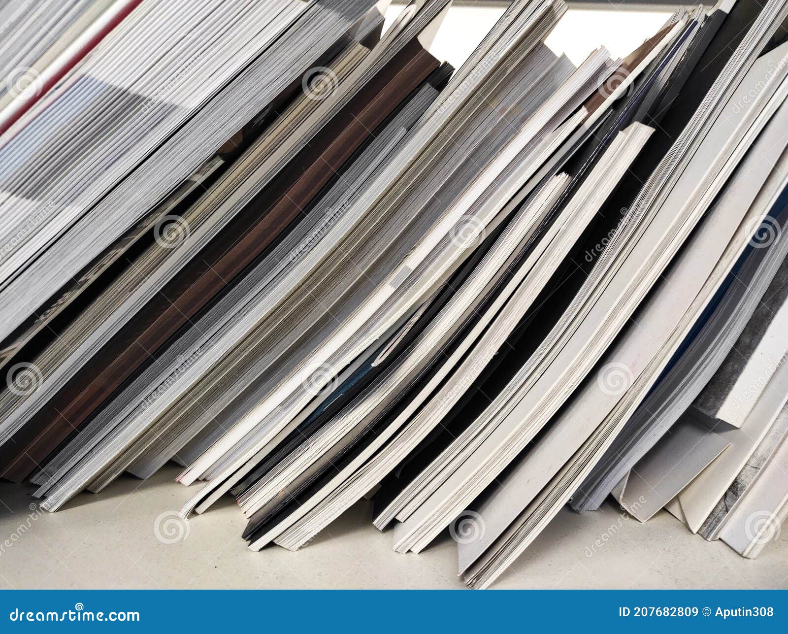 A Stack of Office Papers and Magazines. Waste Paper Stock Image - Image ...