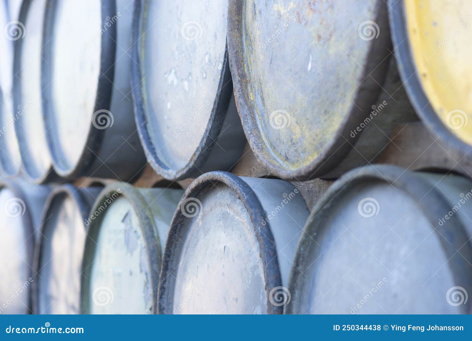Stack of oil barrels stock photo. Image of industry - 250344438