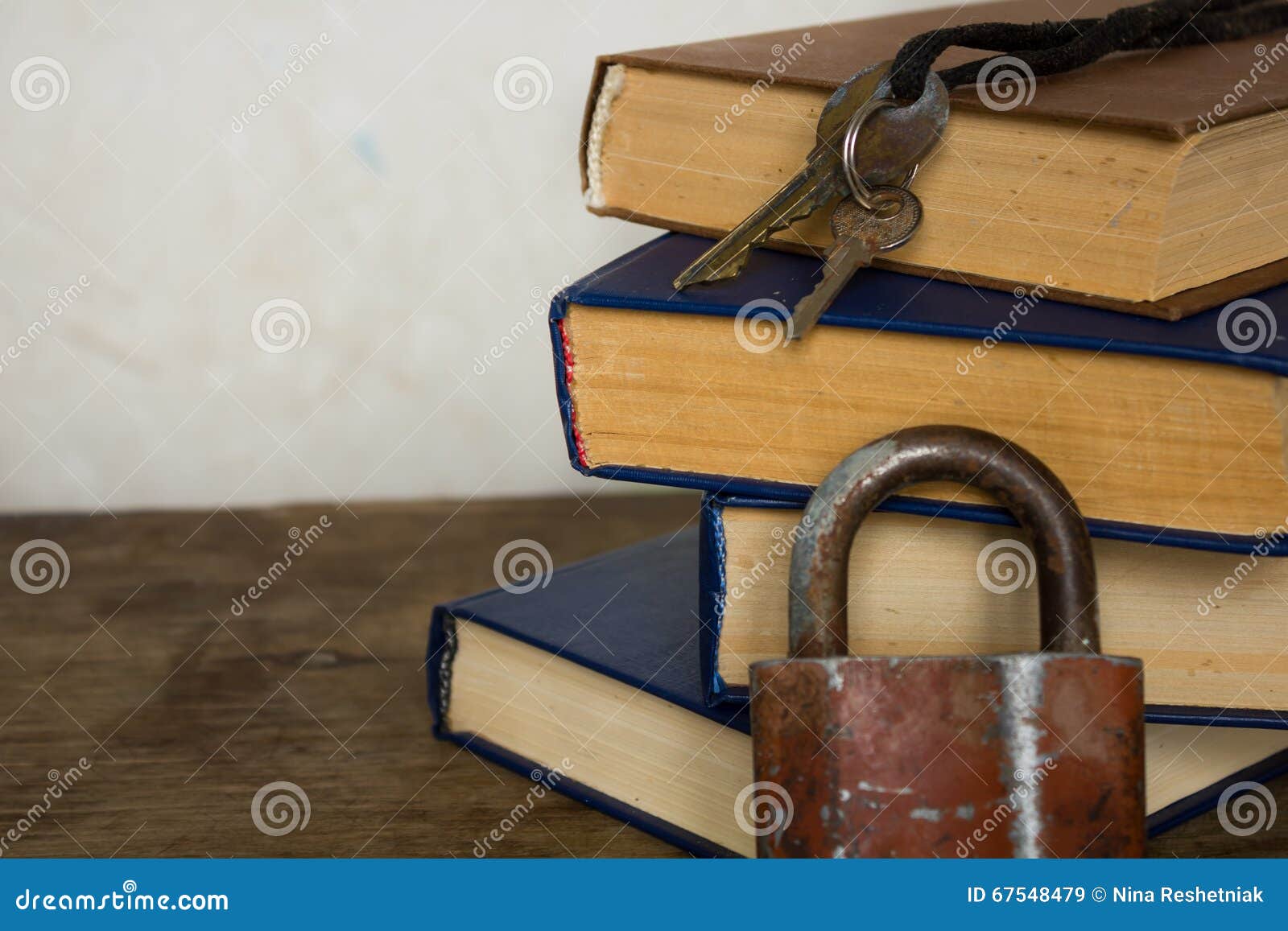 Stack of Old Big Books and Lock Stock Image - Image of clipping ...