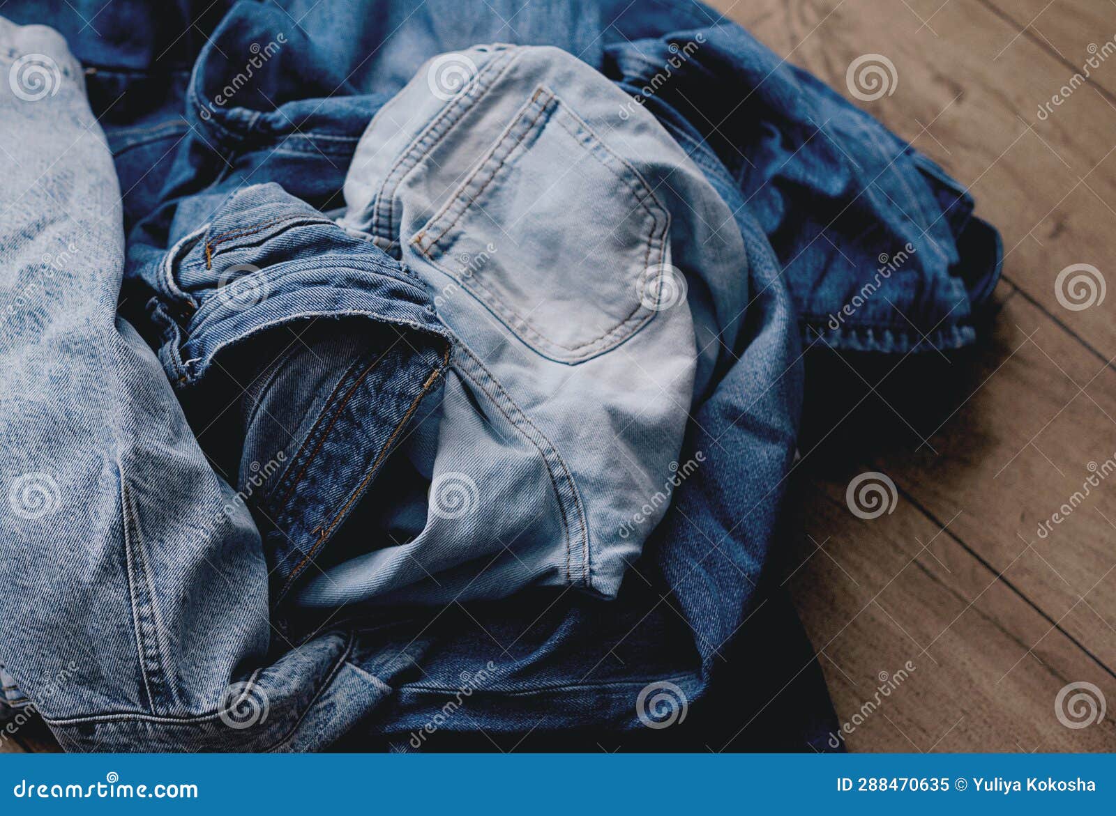 Stack of Old Jeans, Ready for Recycling. Zero Waste Upcycle Old Denim ...