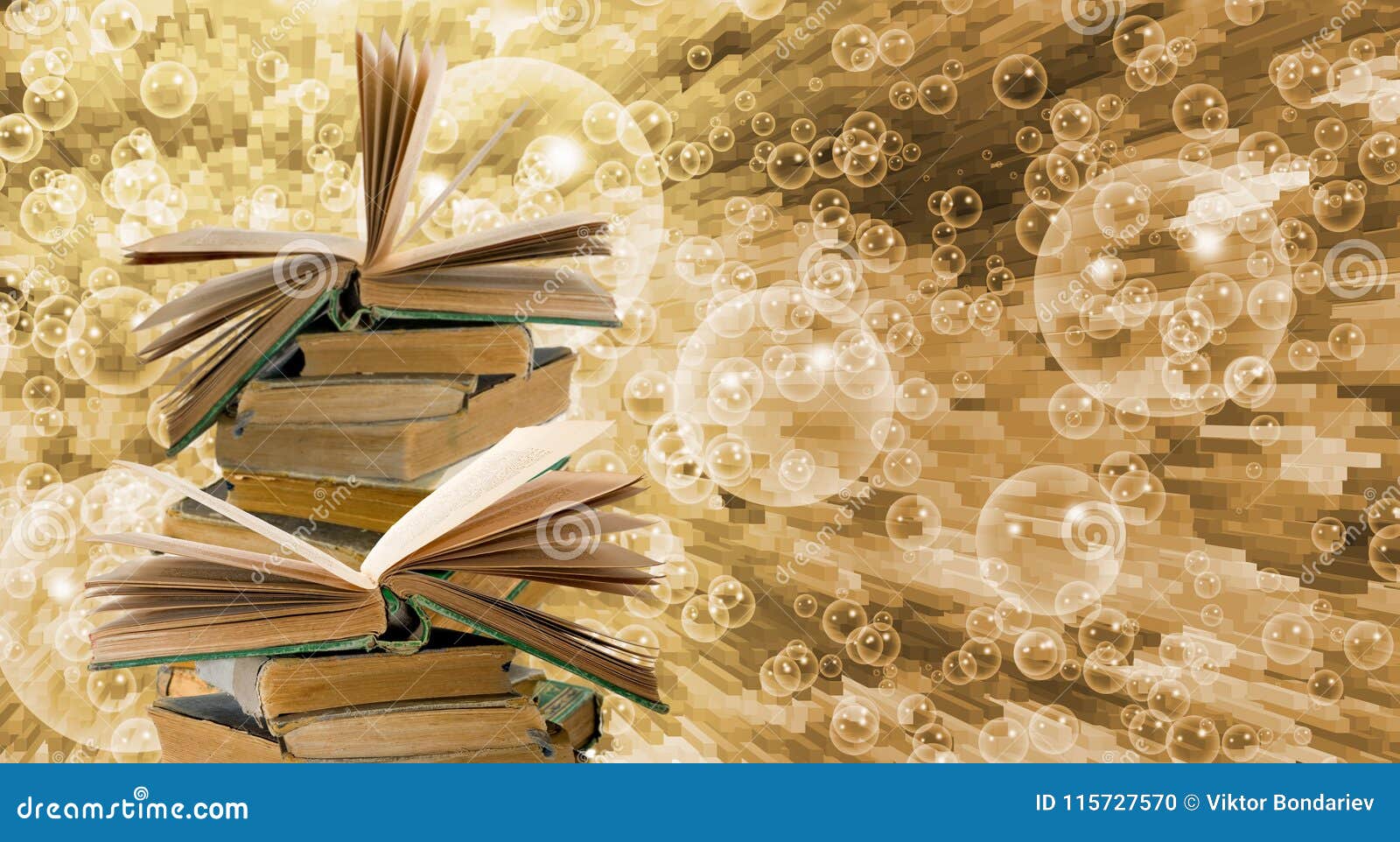 Stack of Old Books on Abstract Background Stock Illustration ...