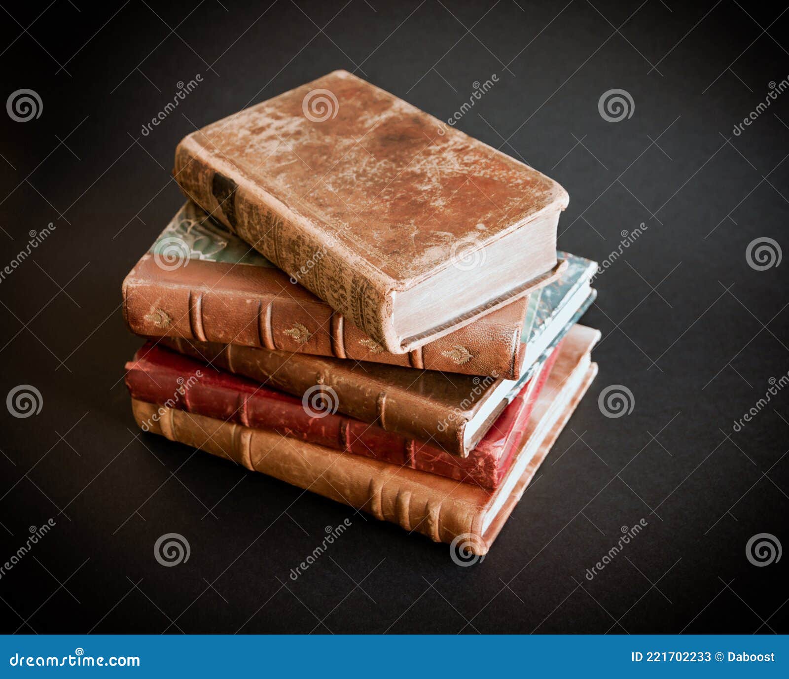 Stack of Old Books on Black Background Stock Image - Image of grunge ...
