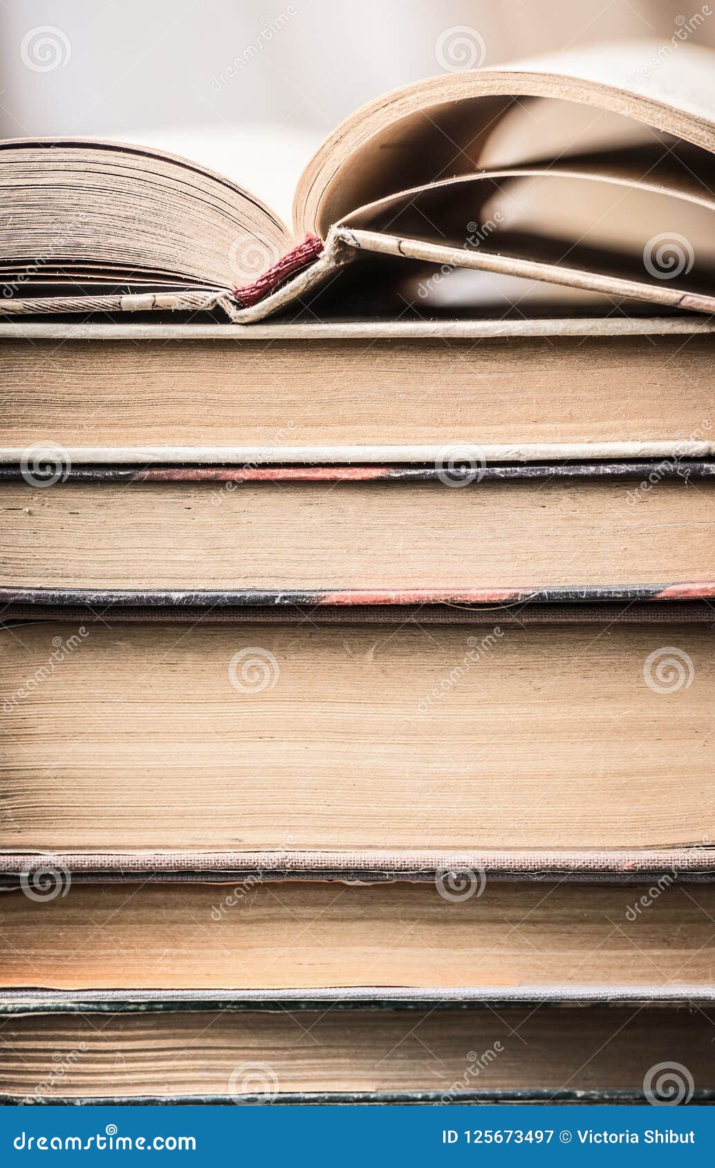 Stack of Old Books, Close Up, Front View. Reading,schooling or ...
