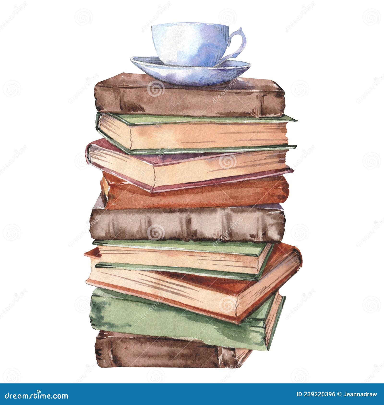 Stack of Old Books with a Coffee Cup on the Top. Stock Illustration ...