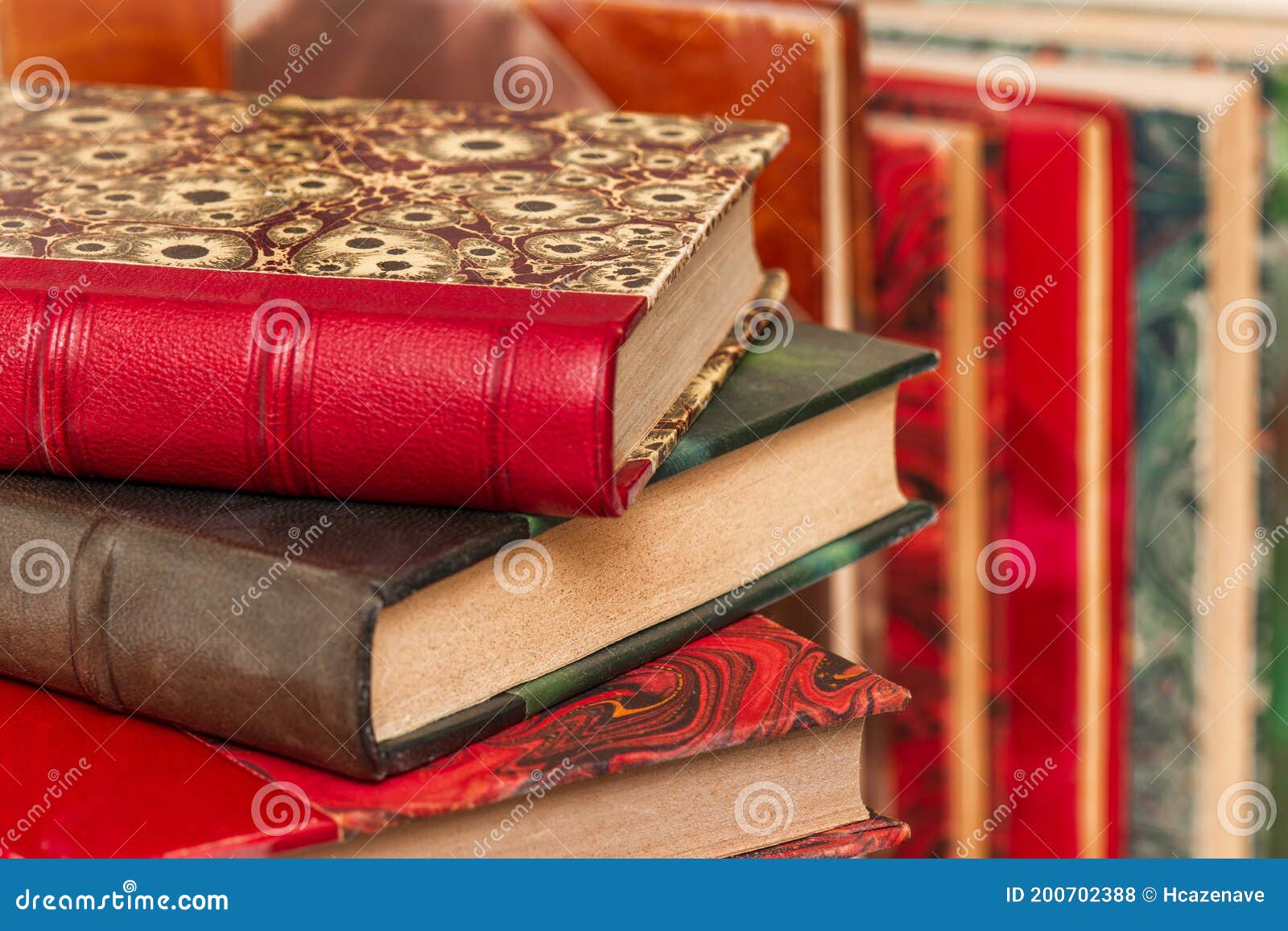 Stack of Old Books with Colorful Ancient Bindings Stock Photo - Image ...