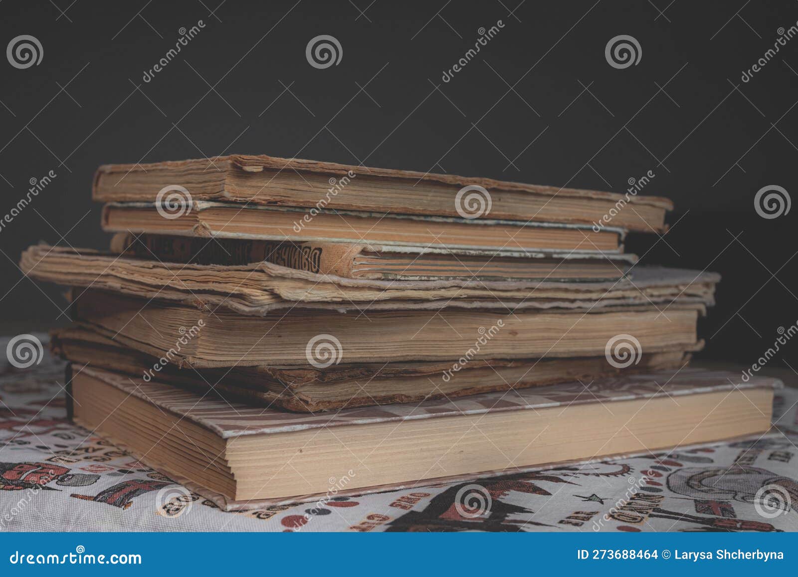 A Stack of Old Books with Frayed Spines and Yellowed Pages Stock Photo ...
