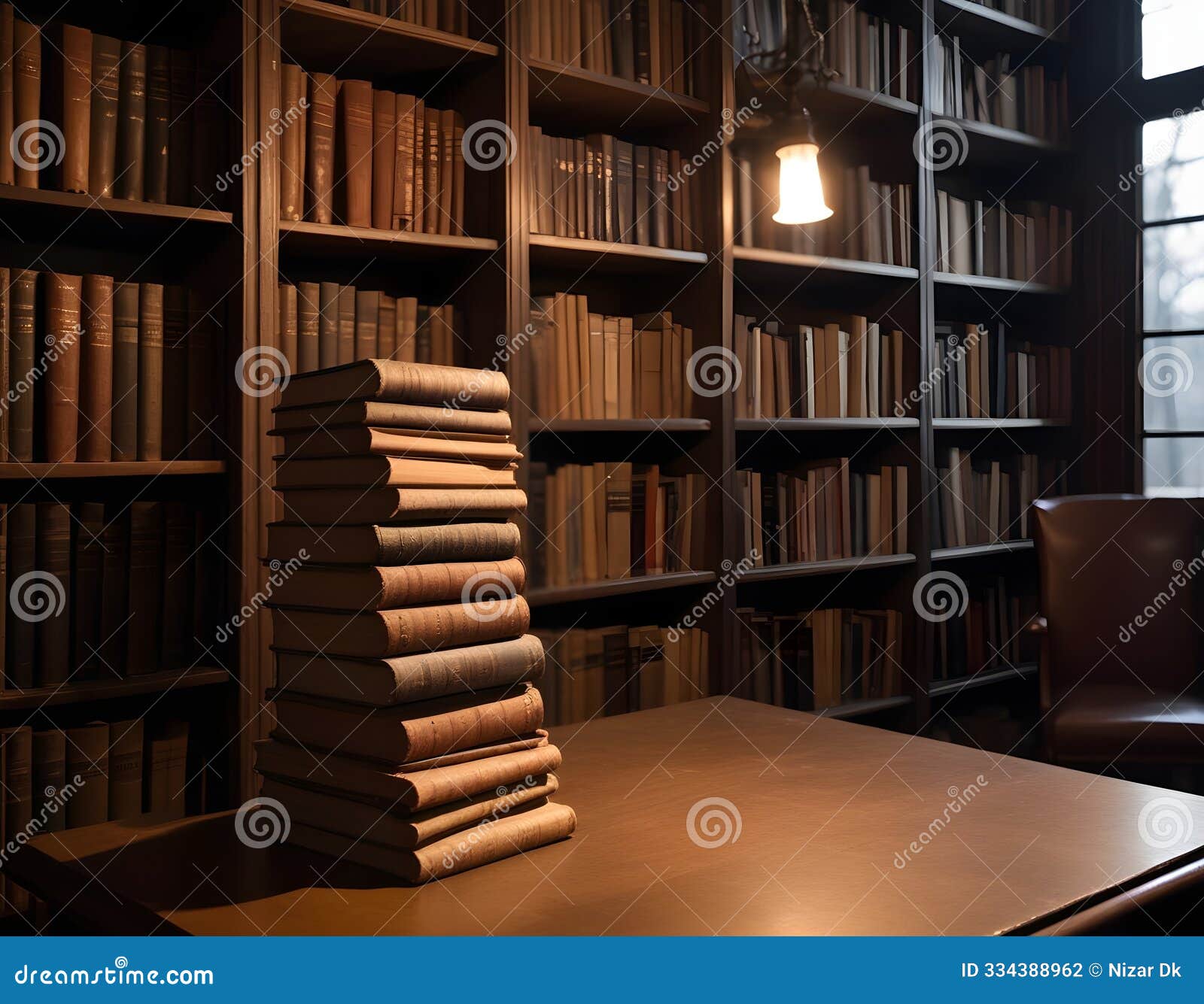 A Dimly Lit Library Featuring Ancient Maps On A Large Table And Wall ...