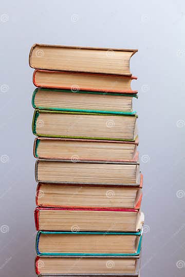 A High Stack of Fiction Books in the Library Stock Image - Image of ...