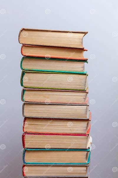 A High Stack of Fiction Books in the Library Stock Image - Image of ...