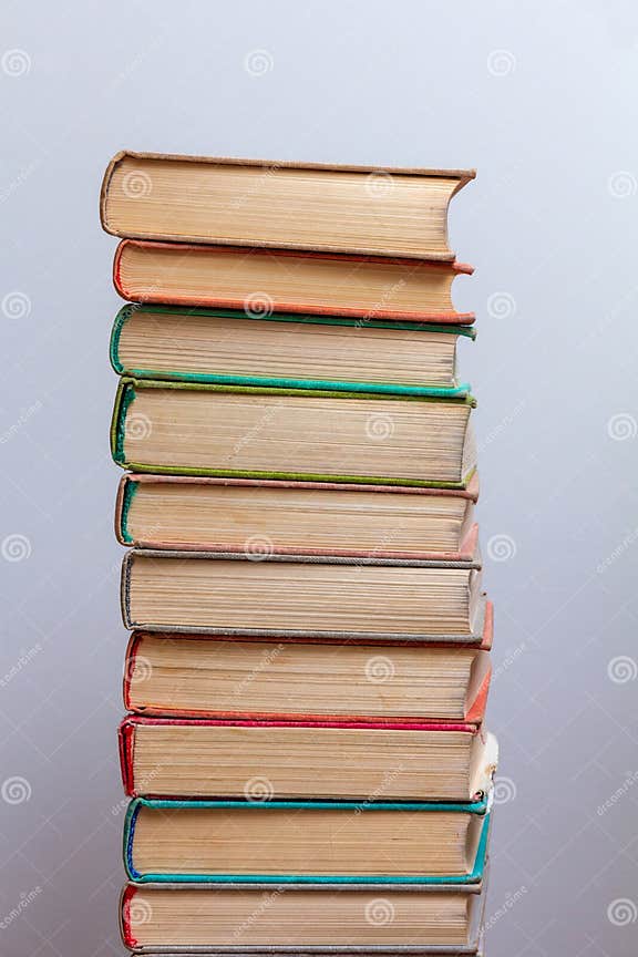 A High Stack of Fiction Books in the Library Stock Image - Image of ...