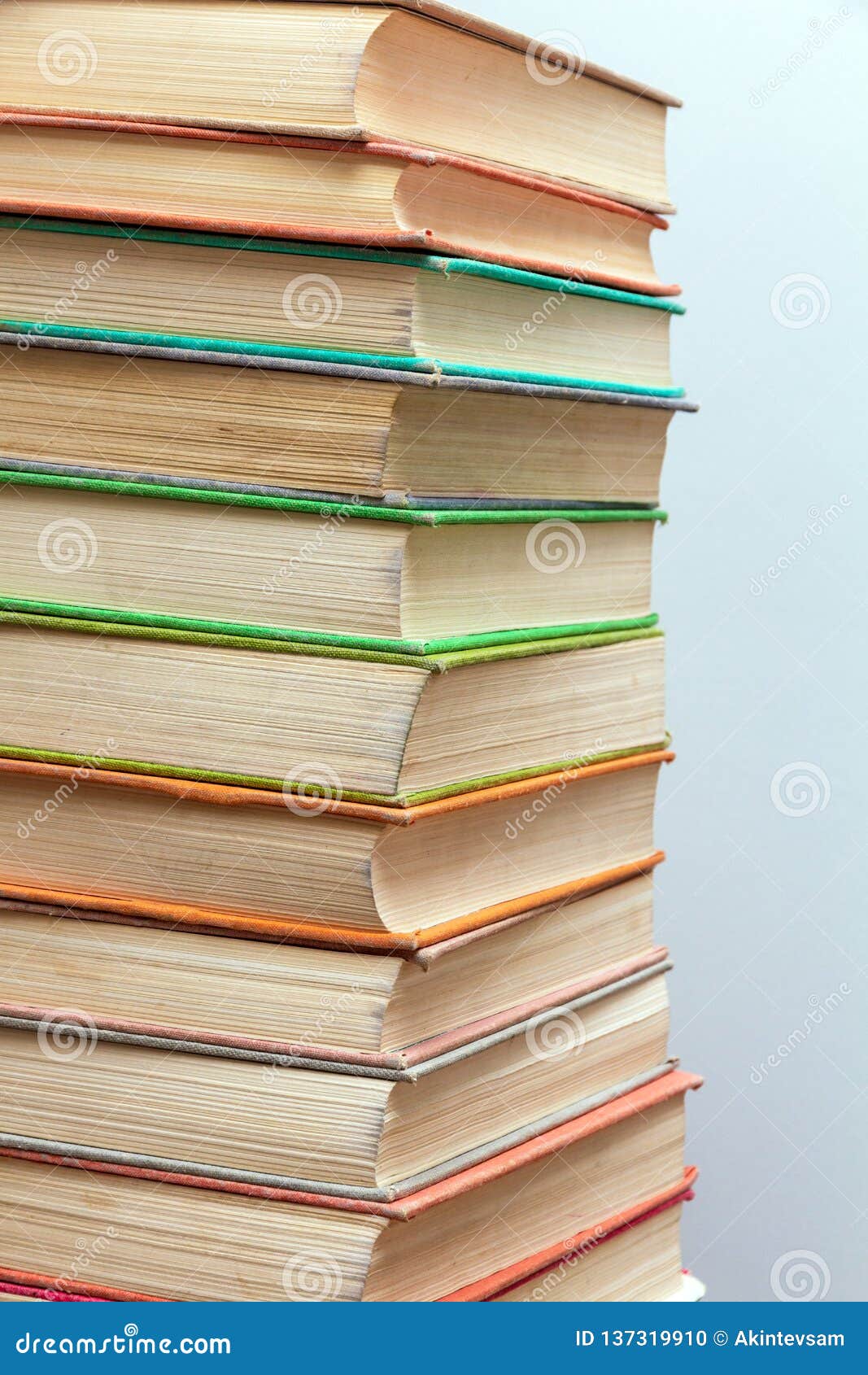 Stack of Books in the Library on a Light Background Stock Photo - Image ...