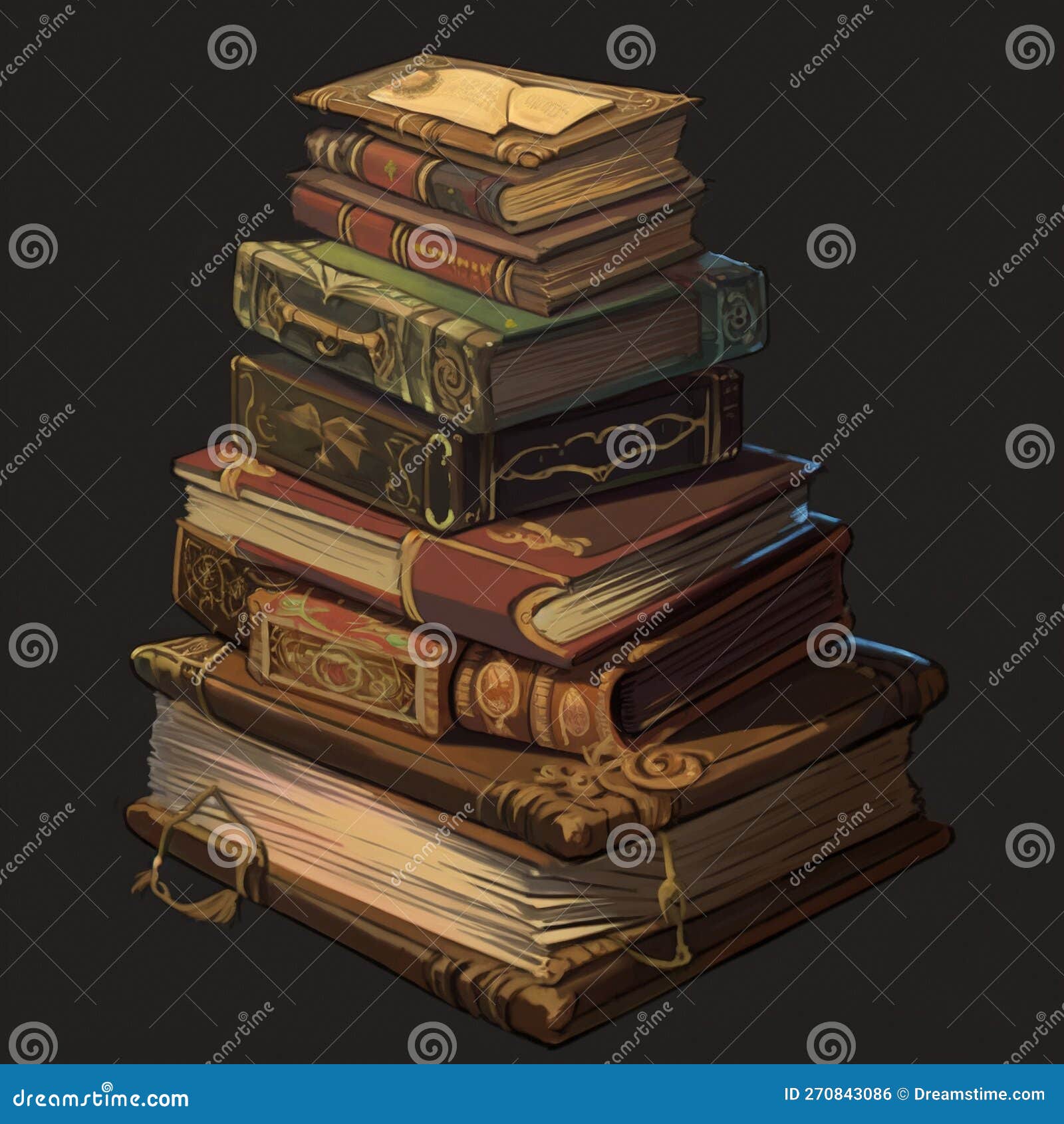 A stack of old books stock illustration. Illustration of historic ...