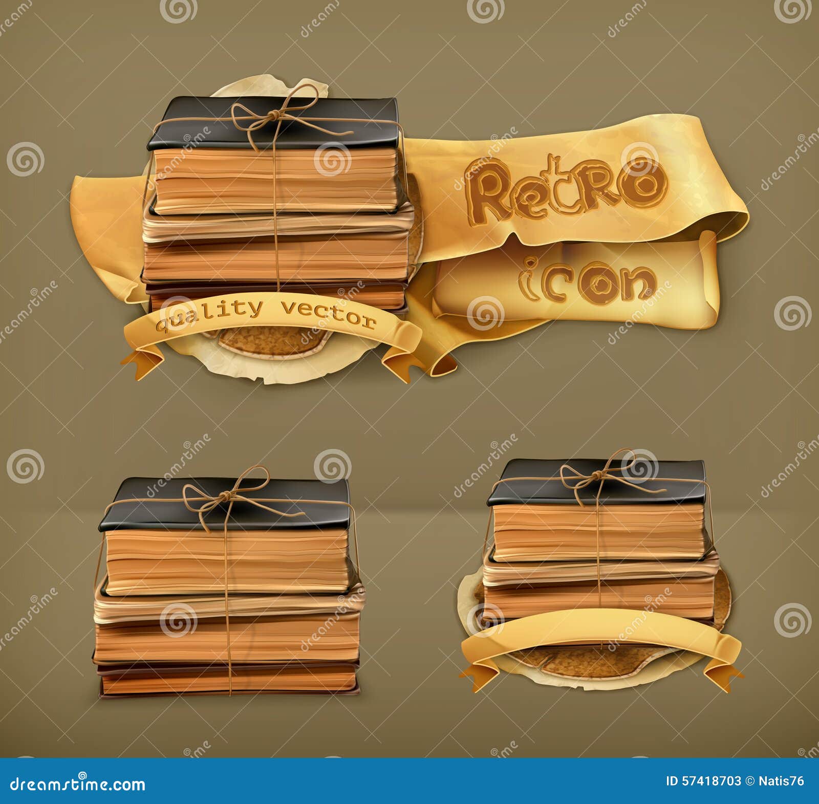 Stack of old books icons stock vector. Illustration of antique - 57418703
