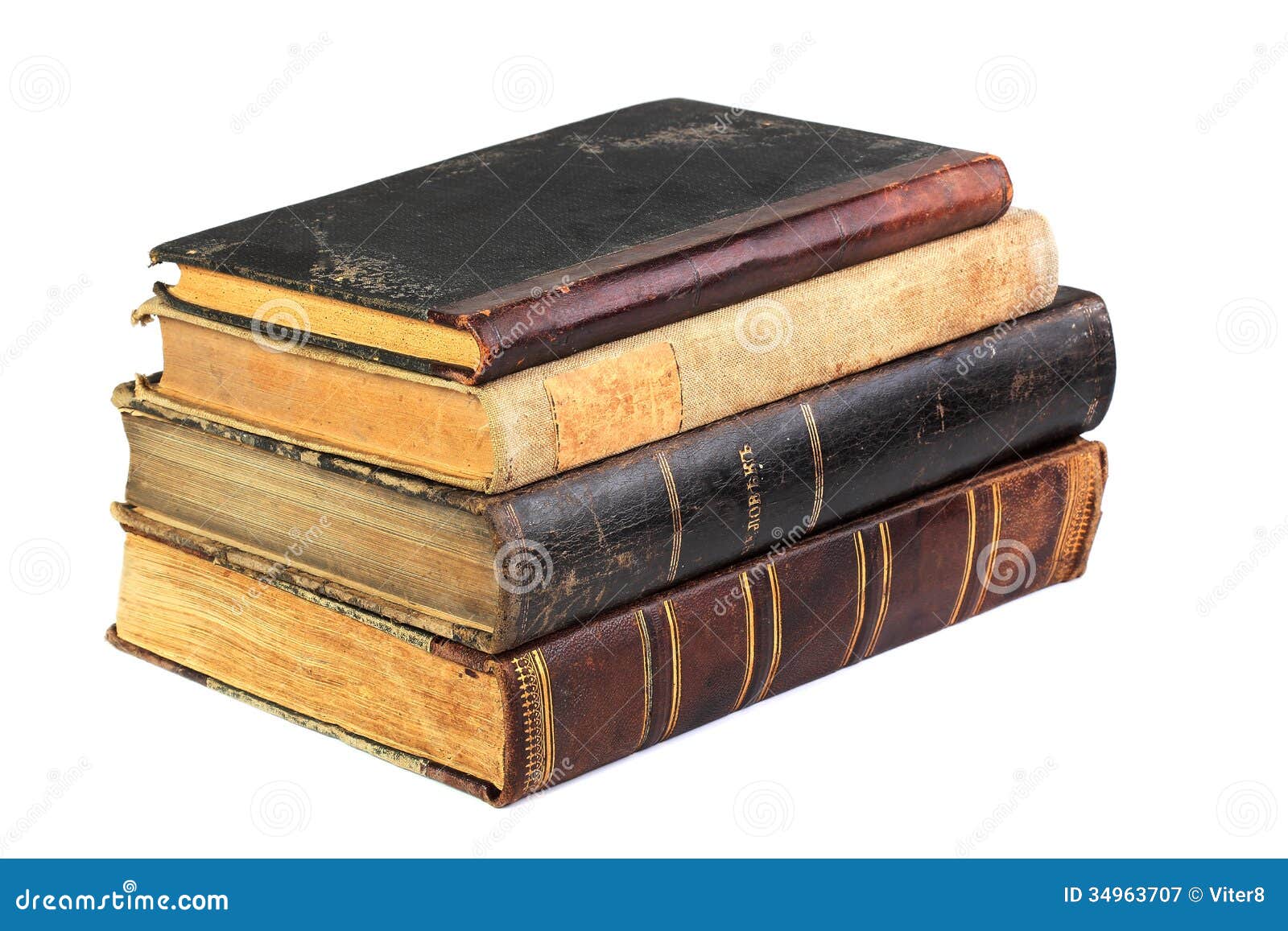 Stack of Old Books Isolated on White Stock Image - Image of white ...
