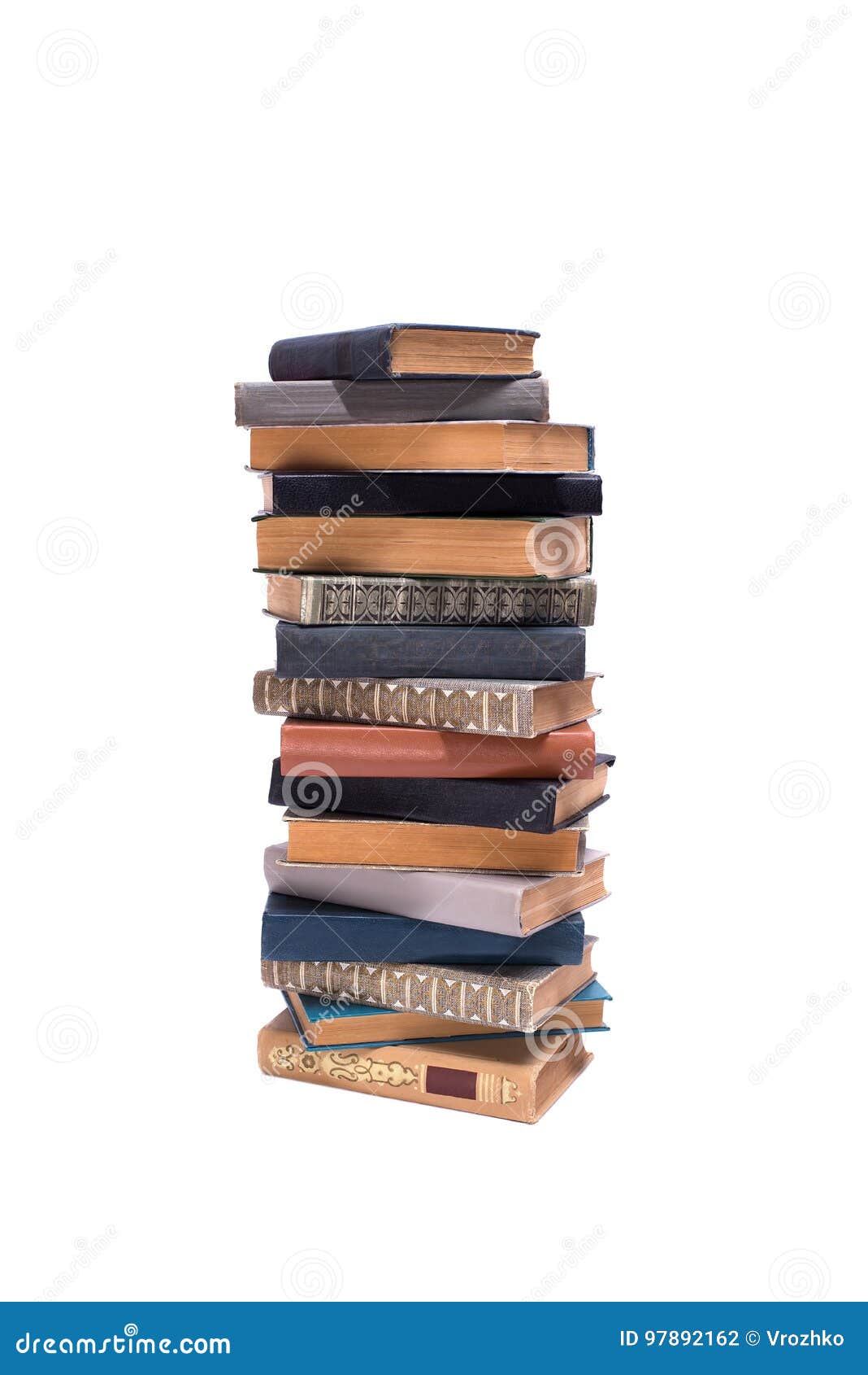 Stack of Old Books Isolated on White Background Stock Photo - Image of ...