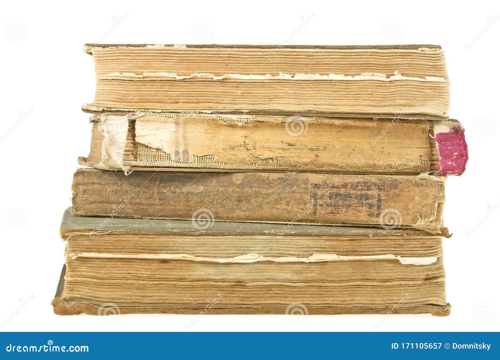 Stack of Old Books Isolated on White Background Stock Image - Image of ...