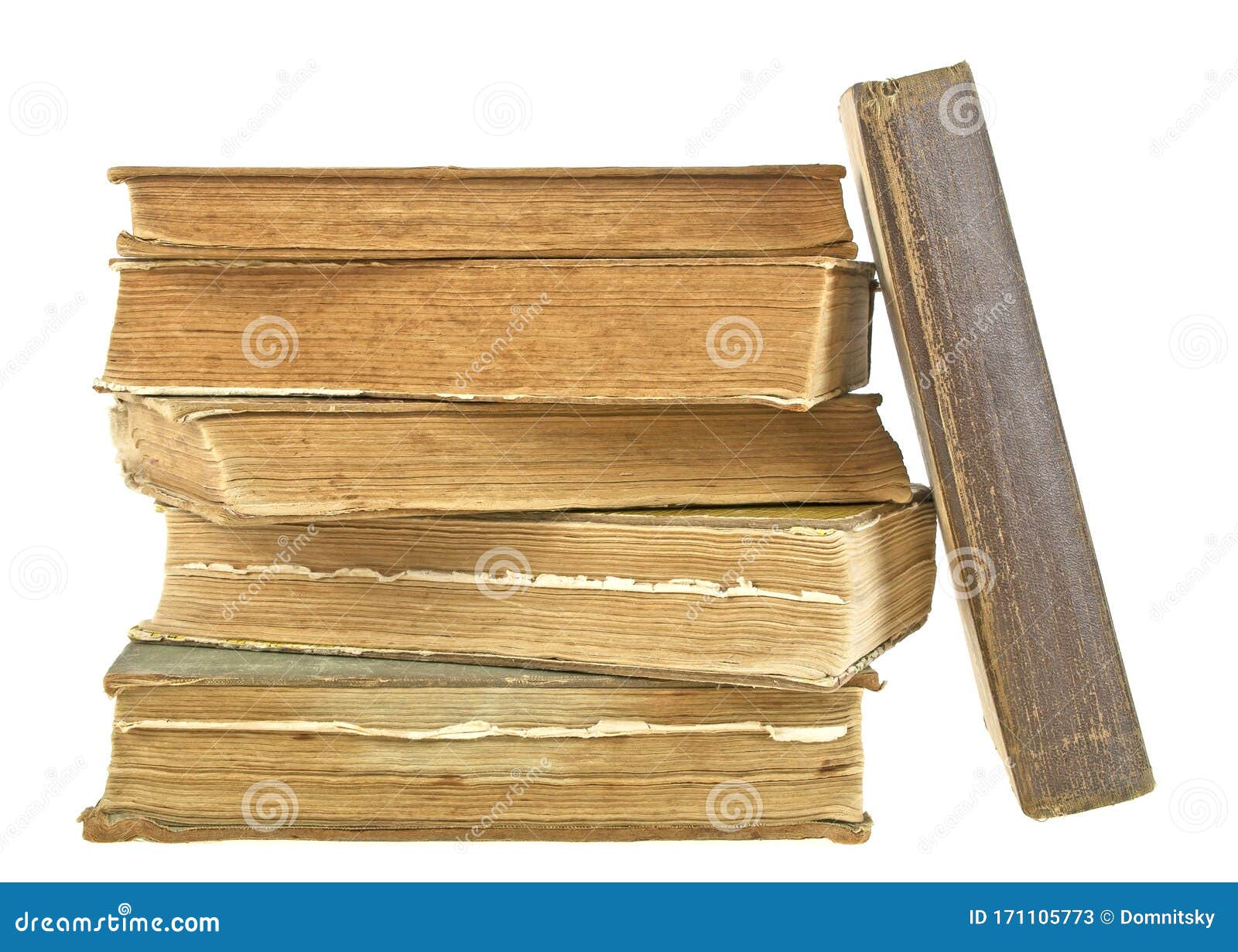 Stack of Old Books Isolated on White Background Stock Image - Image of ...