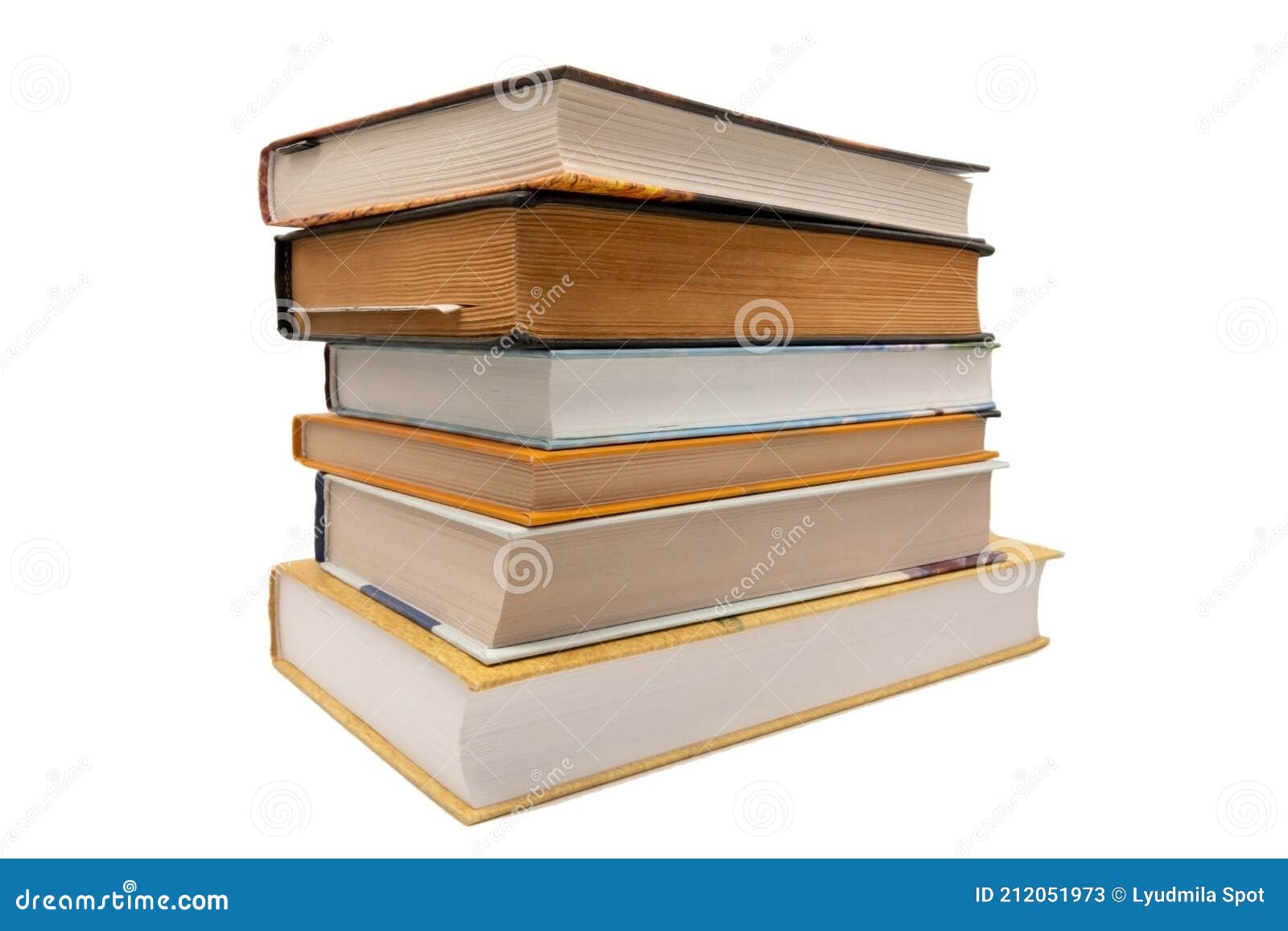 Stack of Old Books Isolated on White Background Stock Image - Image of ...