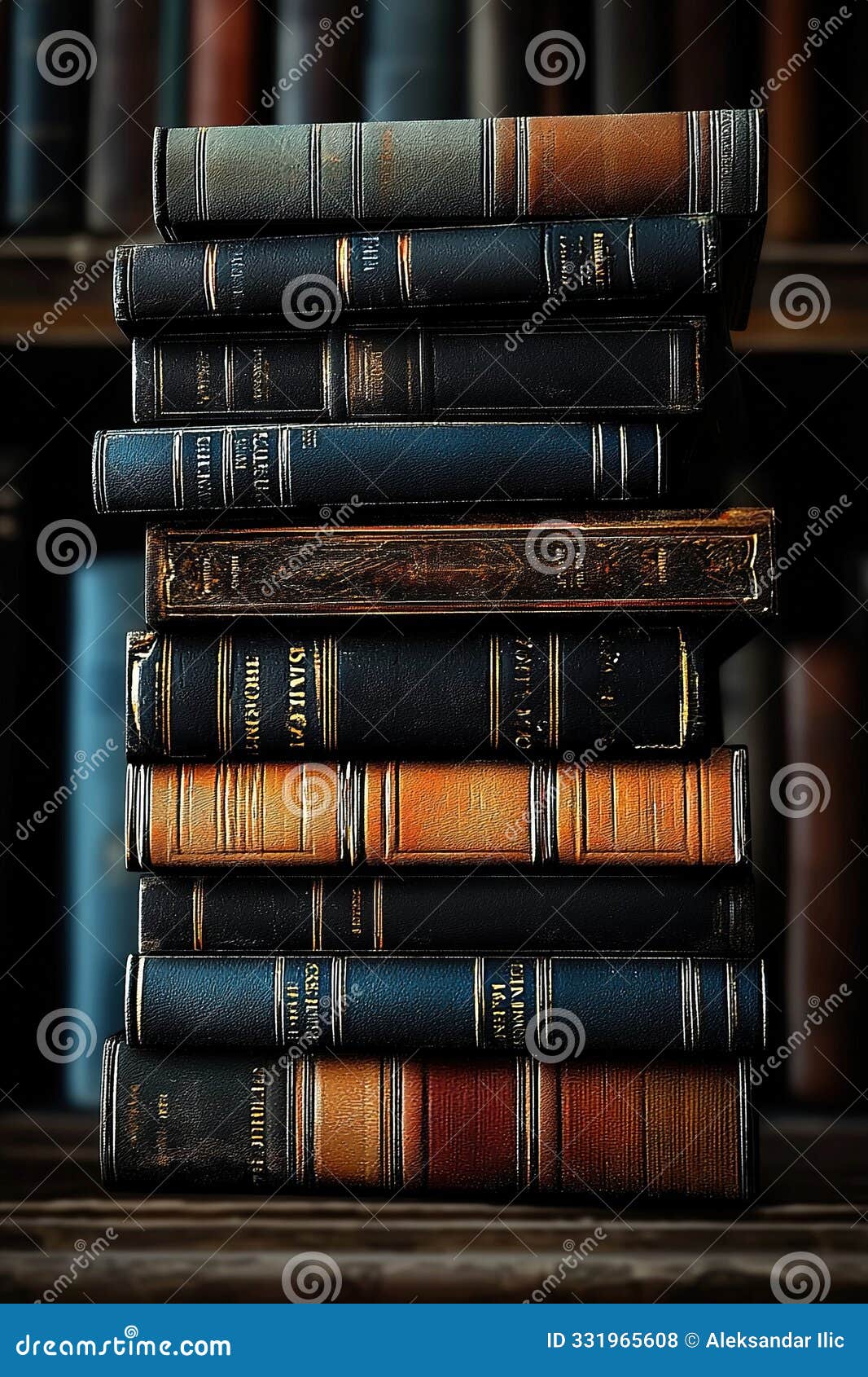 Stack of Old Books in the Library. Conceptual Background on History ...