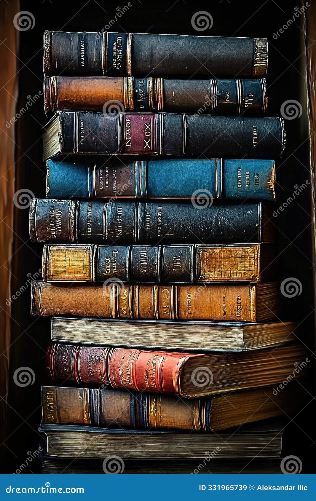 Stack of Old Books in the Library. Conceptual Background on History ...