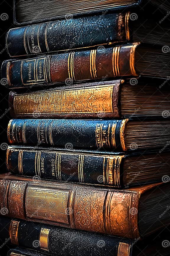 Stack of Old Books in the Library. Conceptual Background on History ...