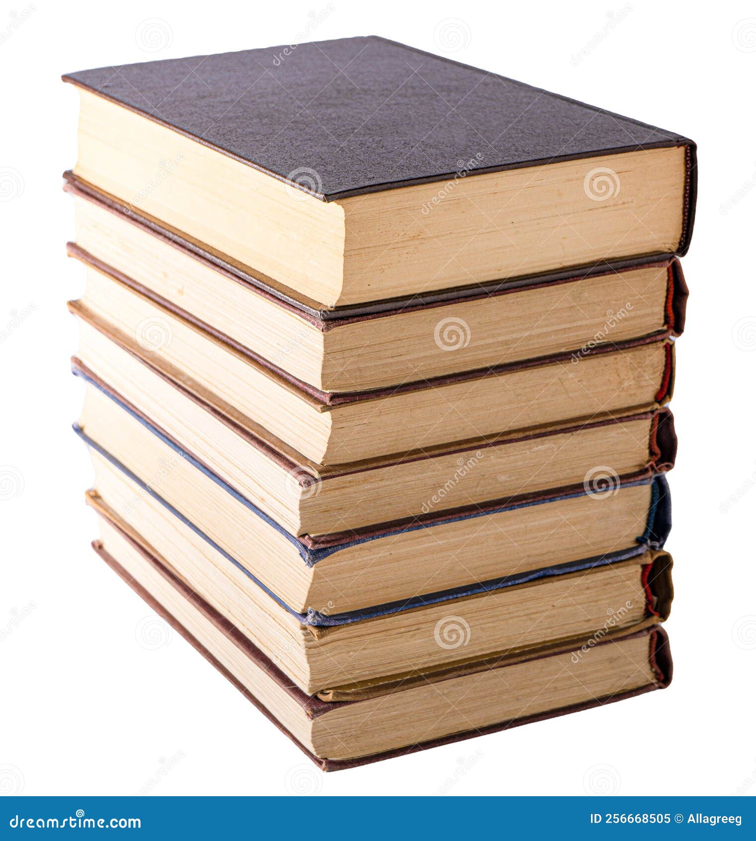 Stack of Old Books. Library Shelf. the Book is in a Cloth Cover ...