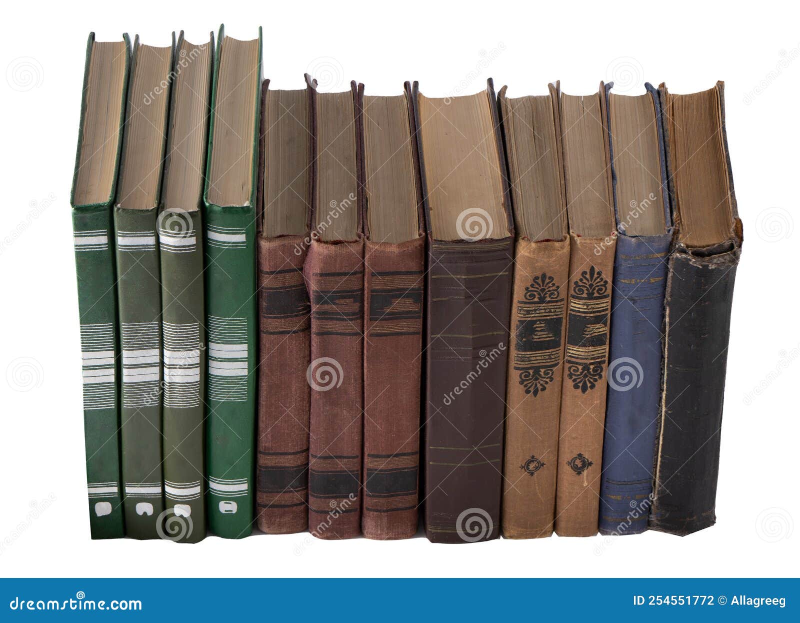 Stack of Old Books. Library Shelf. the Book is in a Cloth Cover ...