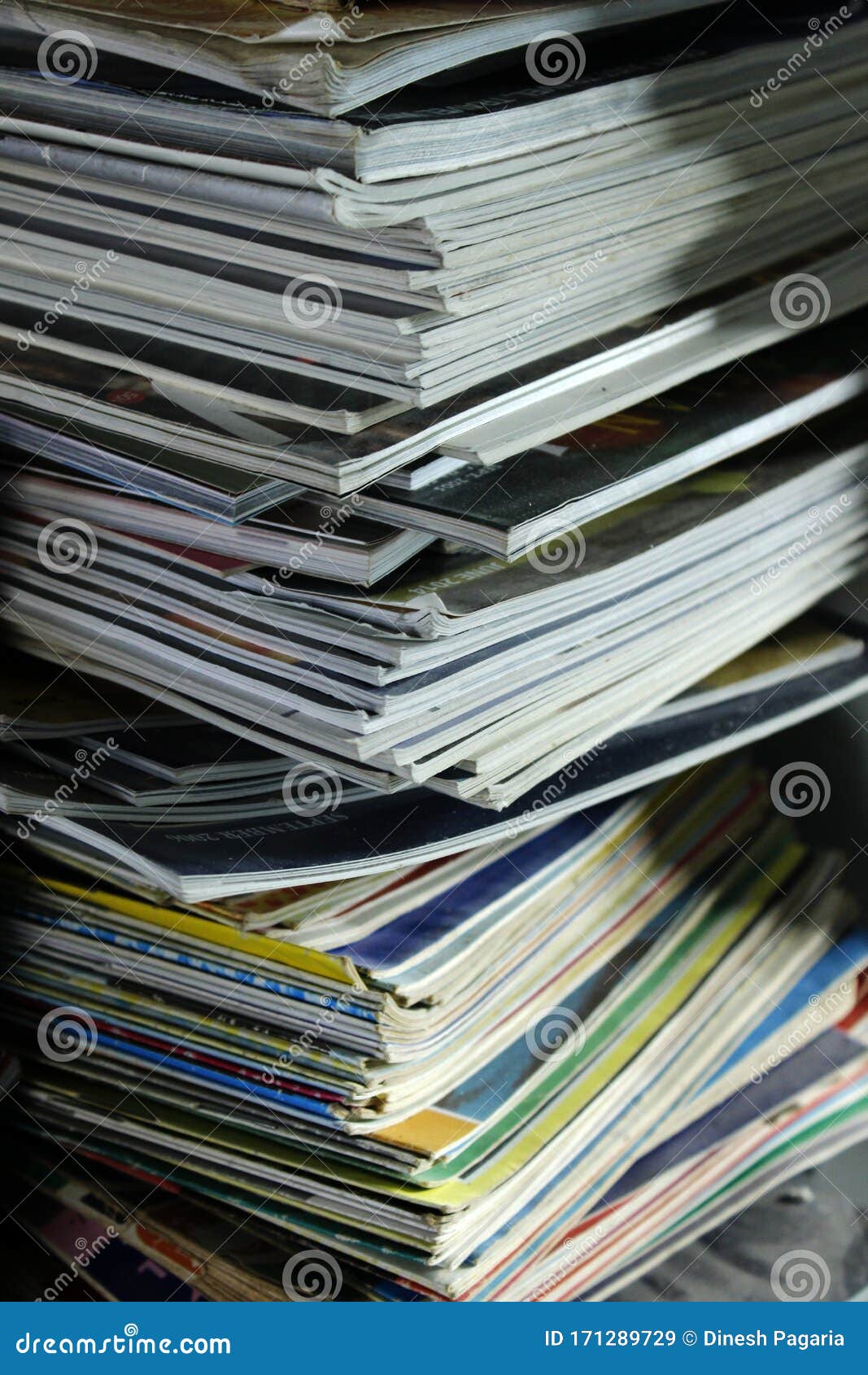 Stack of Old Books and Magazines on a Table- Close Up Stock Image ...