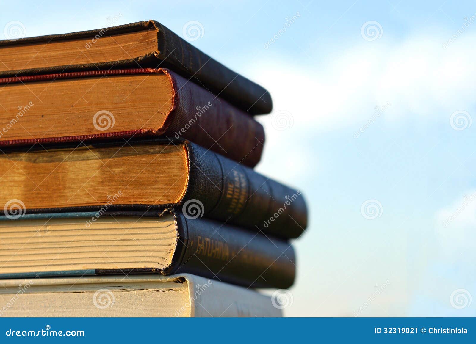 Stack of Old Books Outside stock image. Image of leather - 32319021