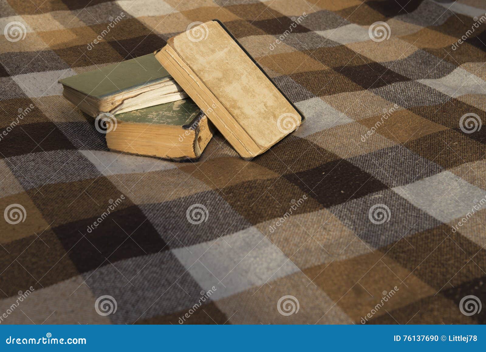 Stack of Old Books on a Plaid Stock Photo - Image of retro, collection ...