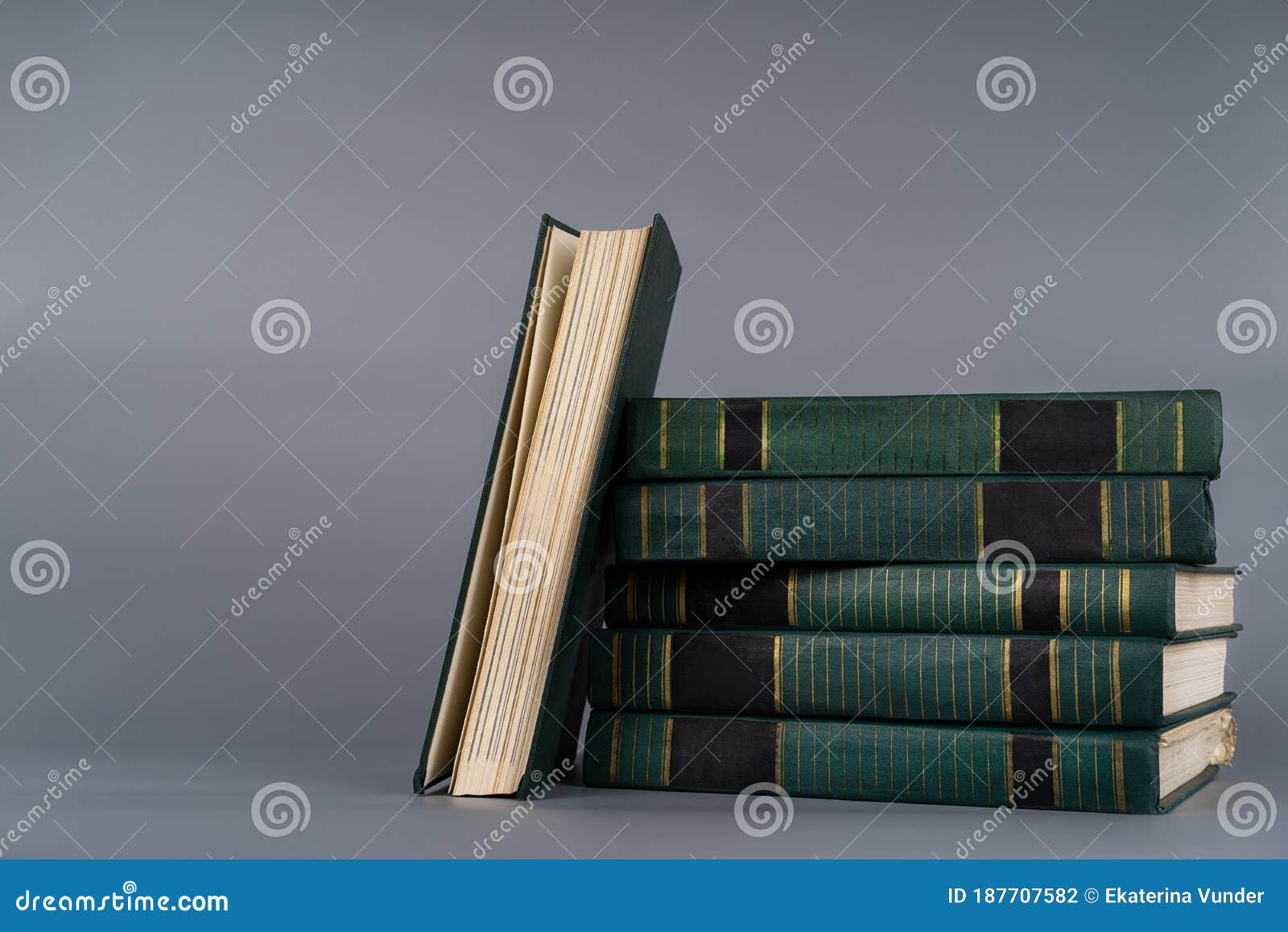 A Stack of Old Books on a Plain Background Stock Photo - Image of ...