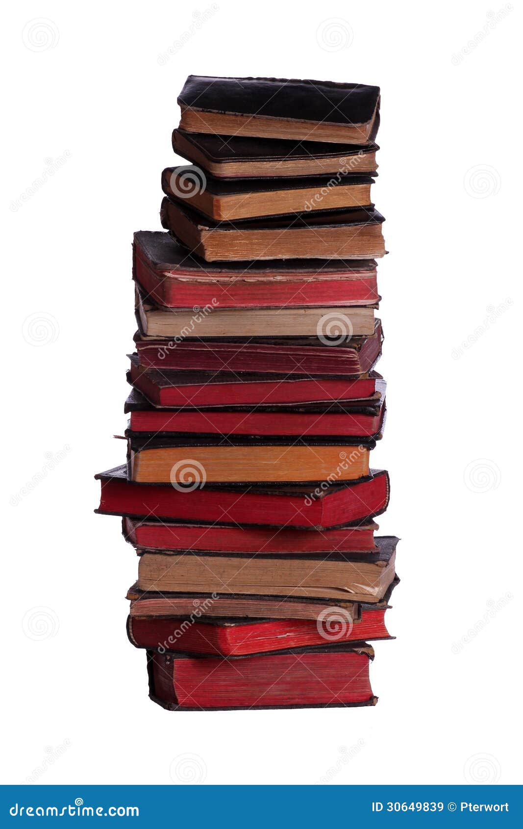 Stack of Old Books with Red Page Stock Image - Image of books, retro ...