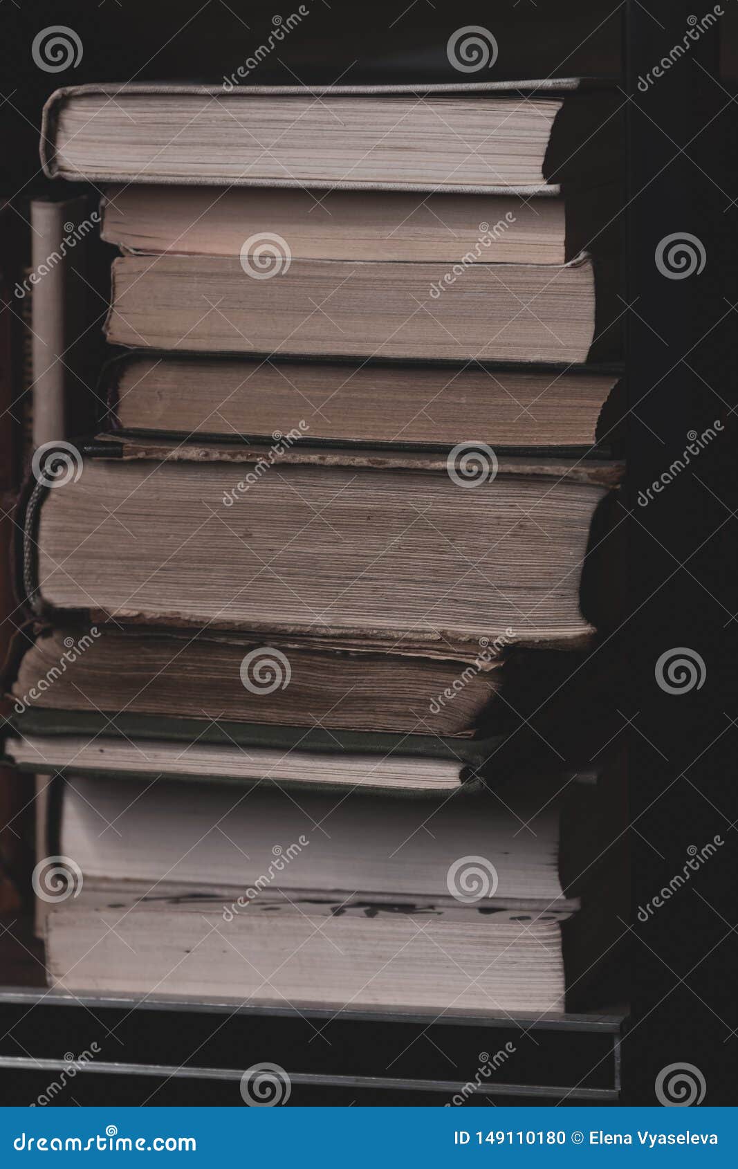 A Stack of Old Books on the Shelf. Texture Pages of Old Books Close Up ...
