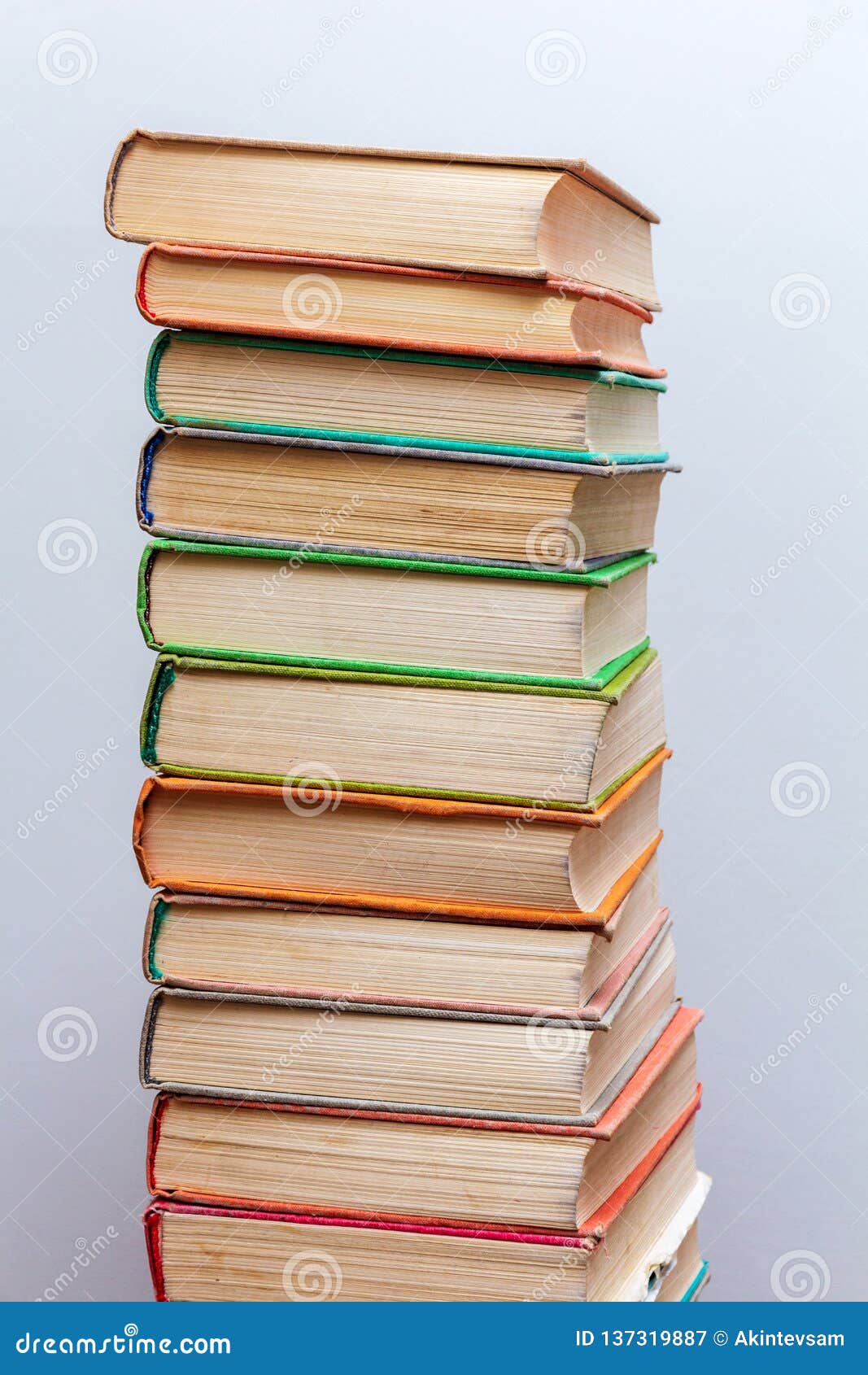 Stack of Old Books with Colorful Covers Stock Image - Image of bright ...