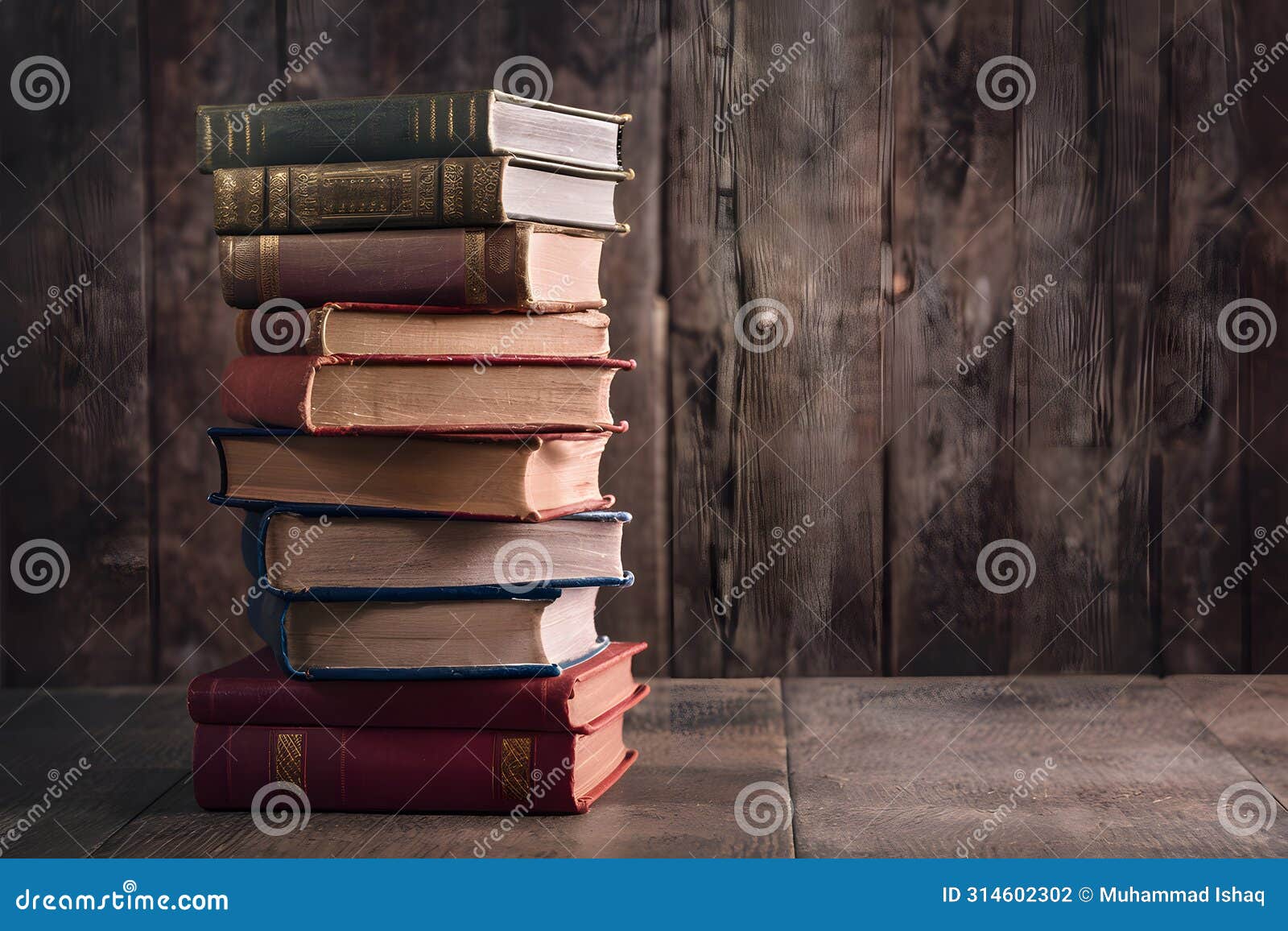 Stack of Old Books on a Table, Invoking Nostalgia Stock Illustration ...