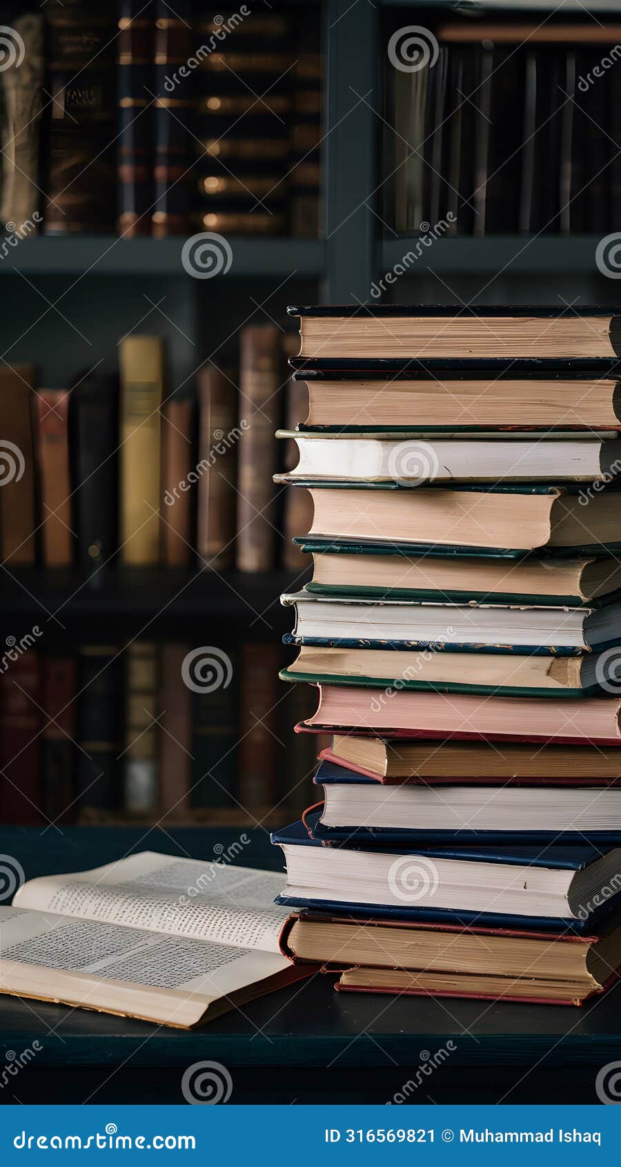 Stack Of Old Books On A Table, Invoking Nostalgia Stock Photo ...