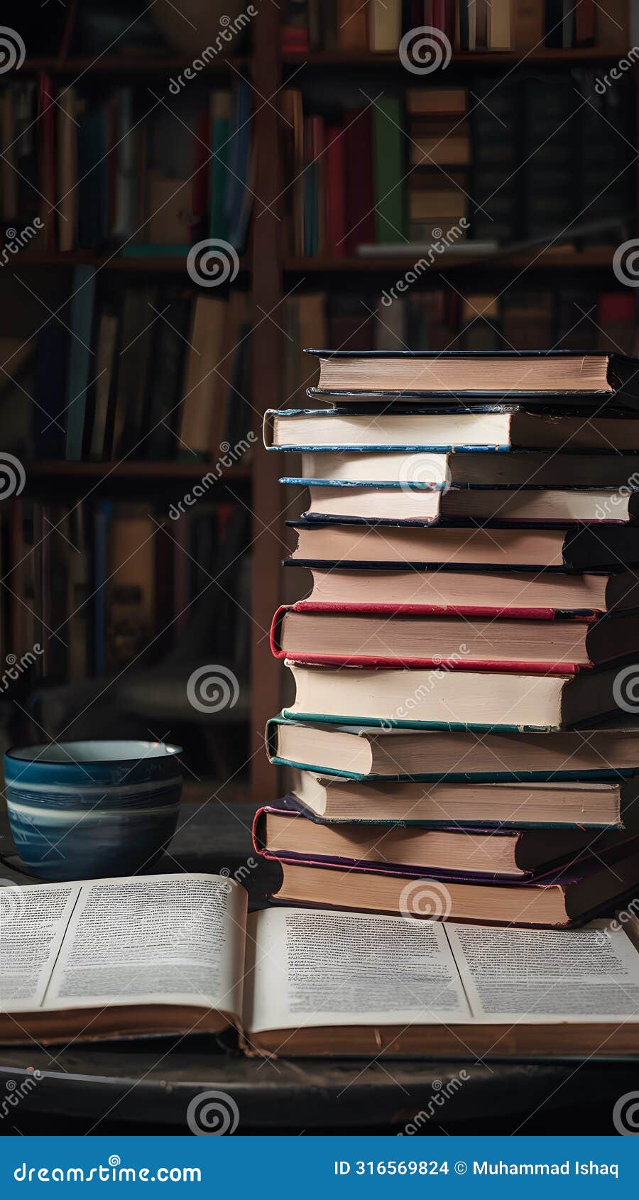 Stack Of Old Books On A Table, Invoking Nostalgia Stock Photography ...
