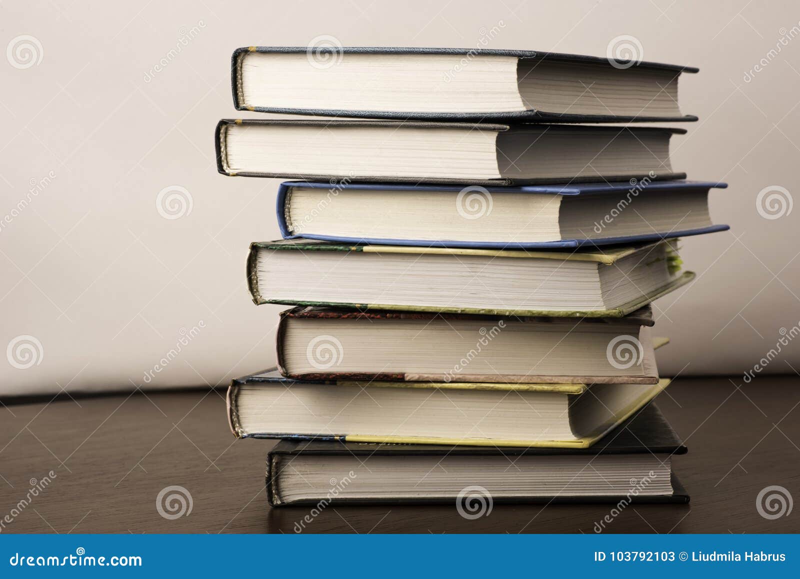 Stack of Old Books on a Table To the Library Stock Image - Image of ...