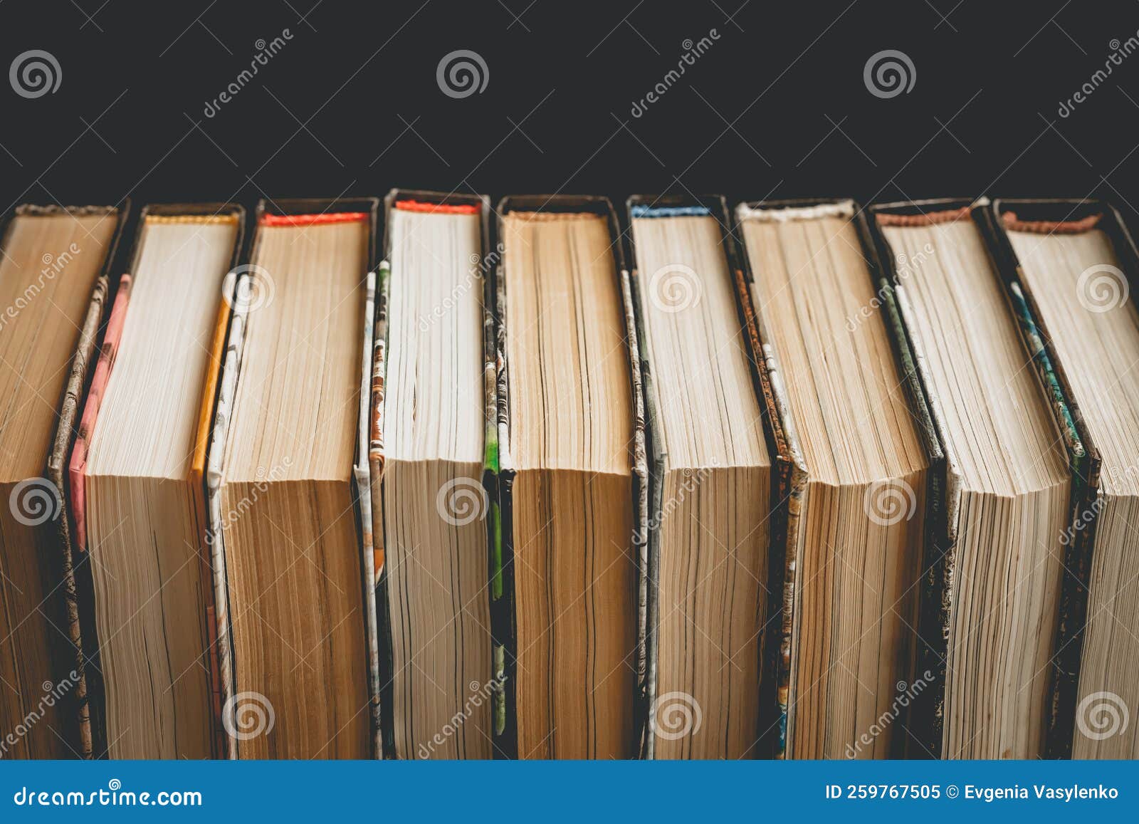 Stack of Old Books, Textbooks on a Black Background, Classic Literature ...