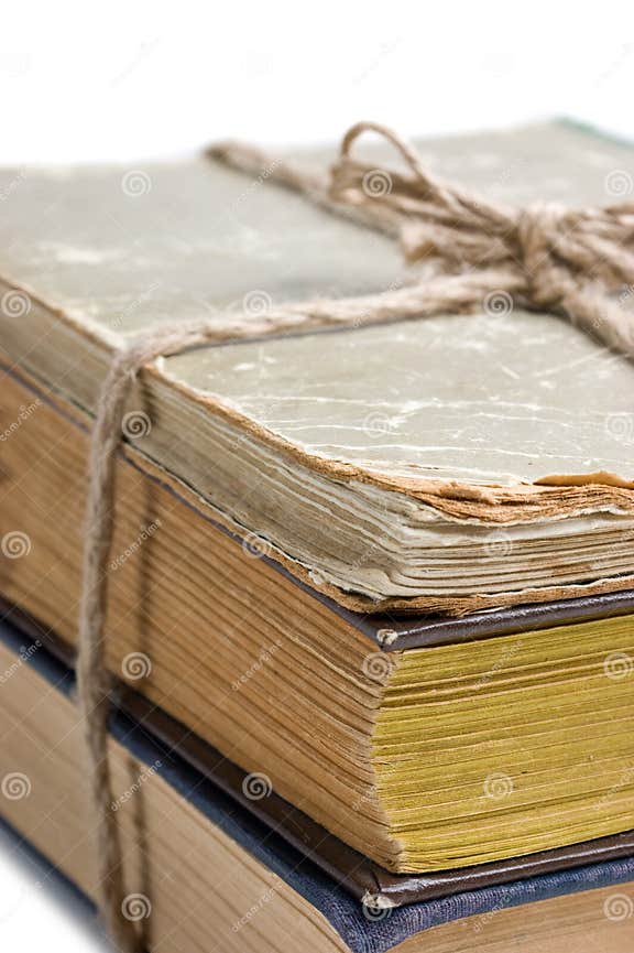 Stack of Old Books Tied with Rope Stock Photo - Image of isolate ...