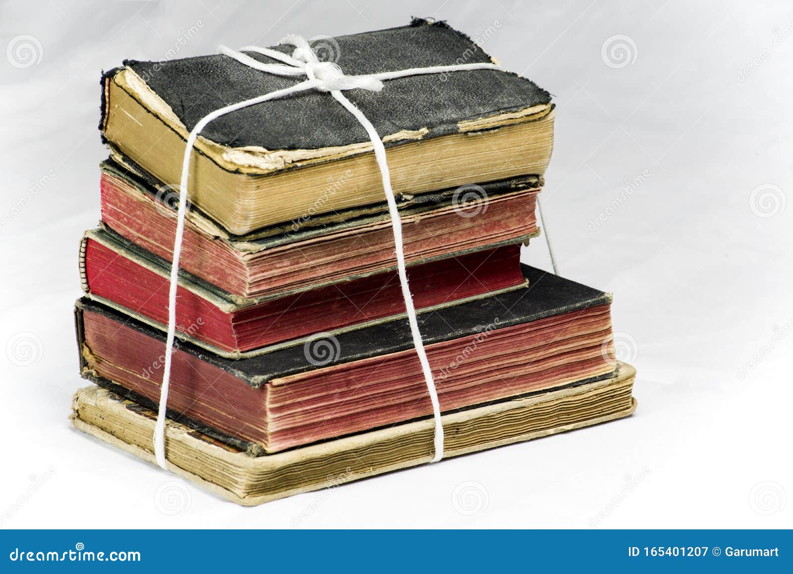 Stack of Old Books Tied with a Rope Stock Image - Image of education ...