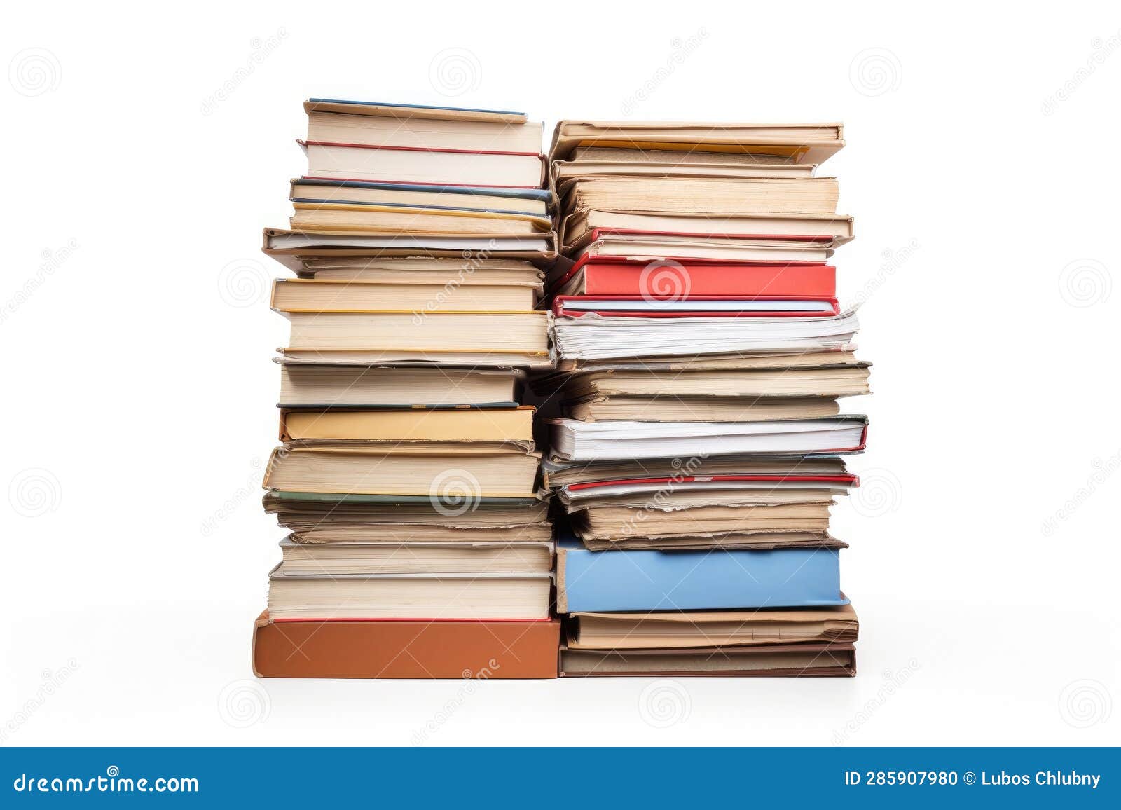 Stack of Old Books on a White Background Stock Illustration ...