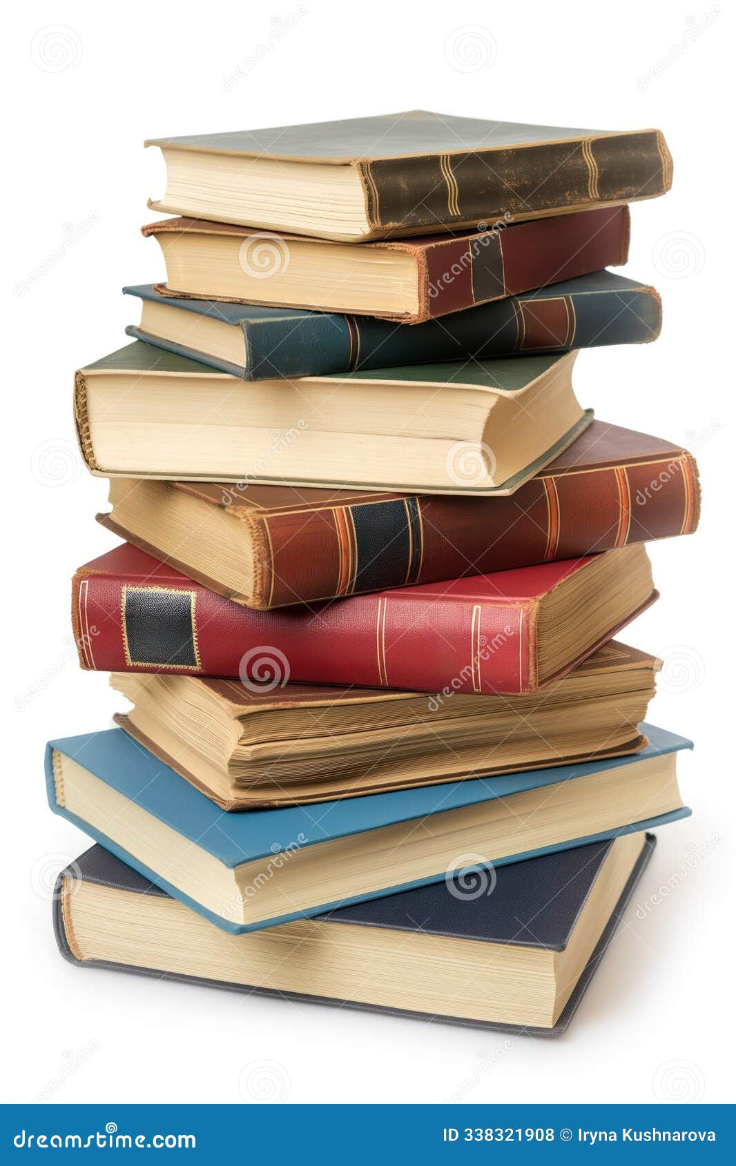 Stack of Old Books on White Background. Hardcover, Paperback Books ...